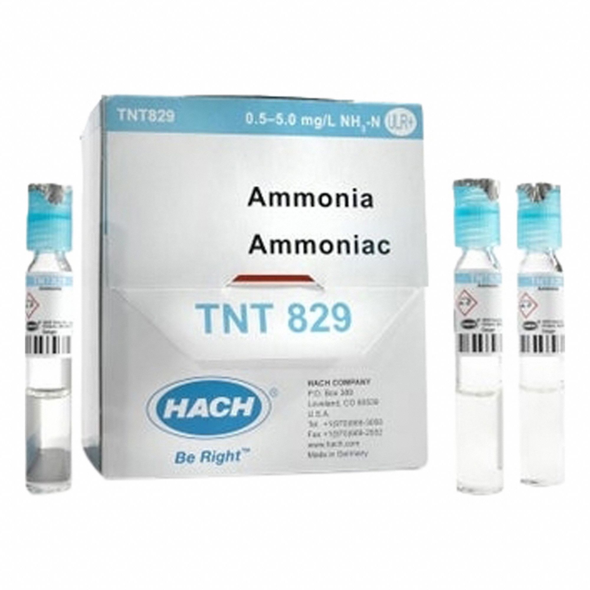 HACH, 0.5 to 5 mg/L NH₃-N, TNT829, Ammonia Vial Test - 897ZJ2|TNT829 ...