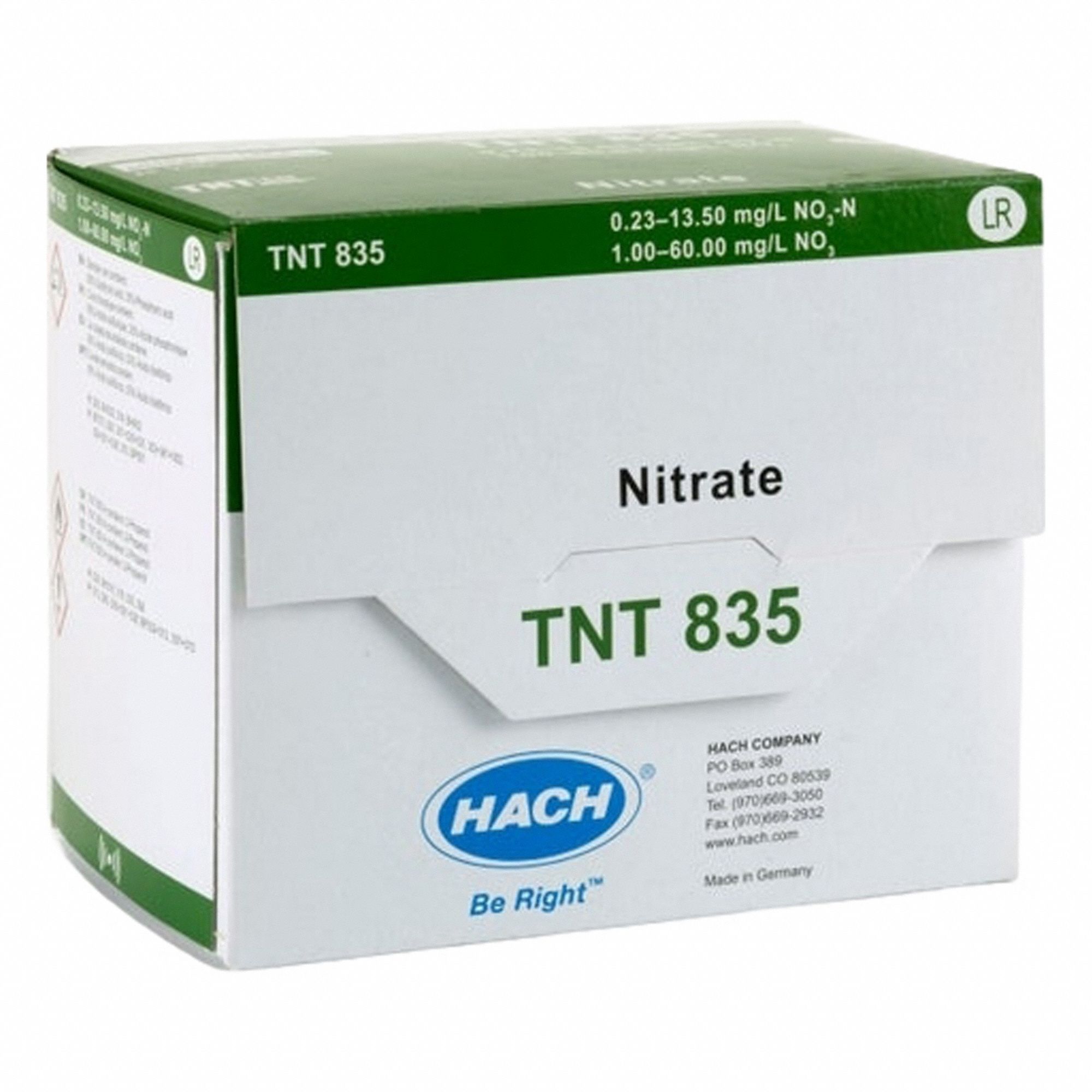 HACH, 0.23 to 13.5 mg/L NO₃-N, TNT835, Nitrate Vial Test - 897ZK6 ...