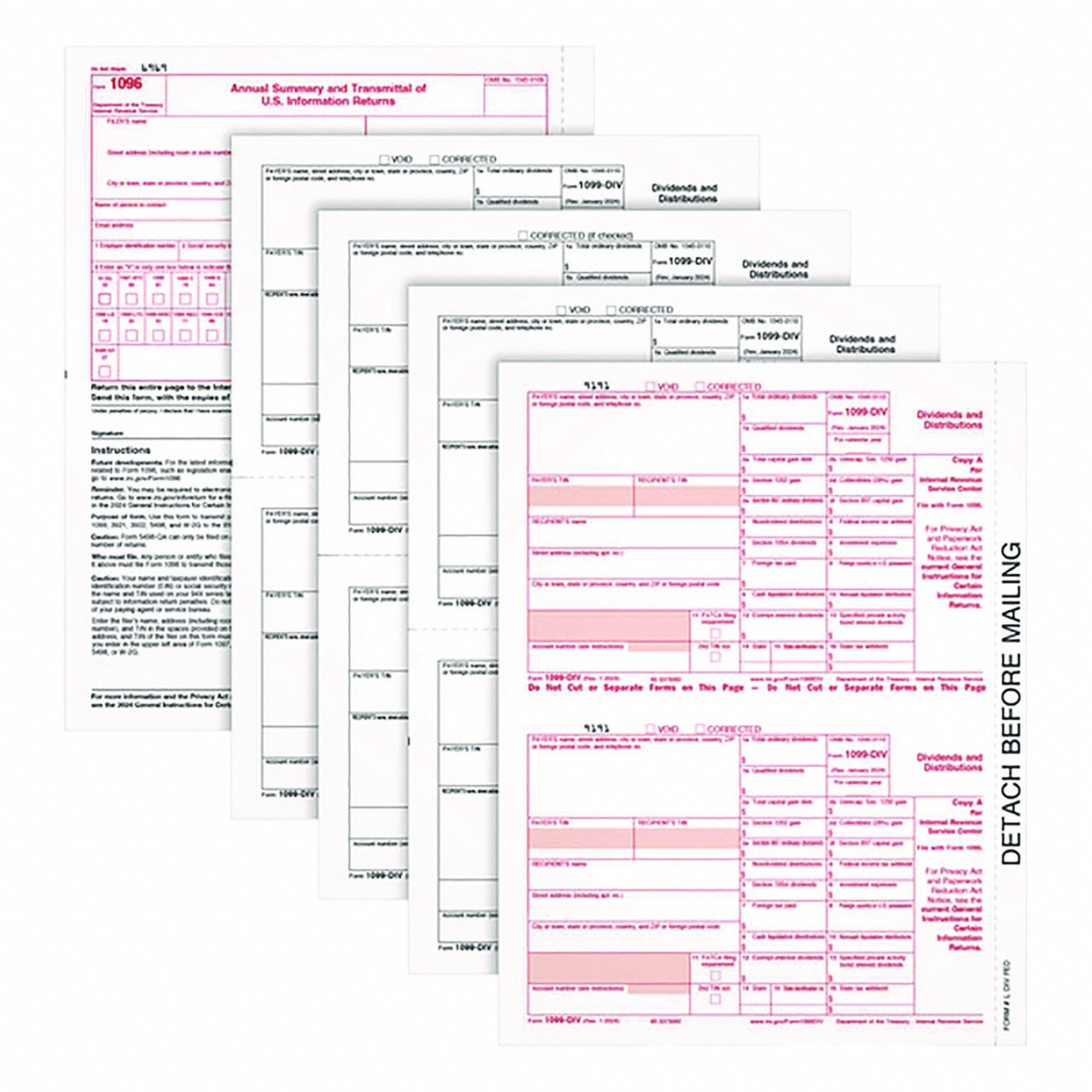 ADAMS, 1096/1099-DIV, 4-Part, Tax Form - 860K96|22973 - Grainger