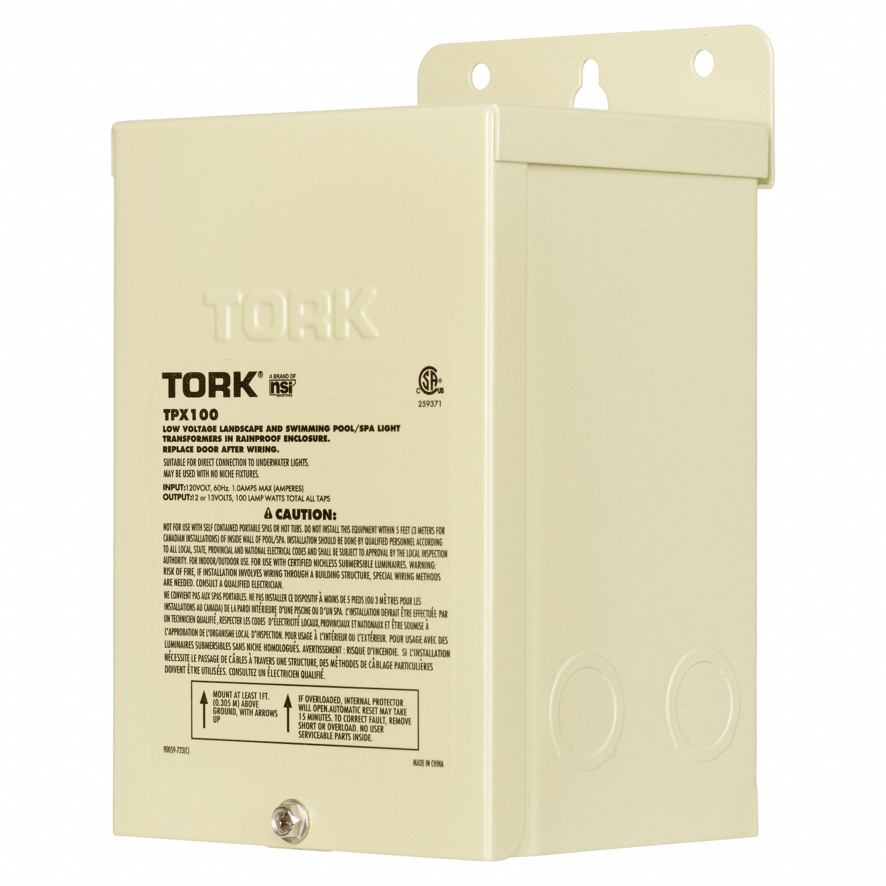 TORK, 100 W Max Power Consumption, 120V AC, Pool Light Transformer ...