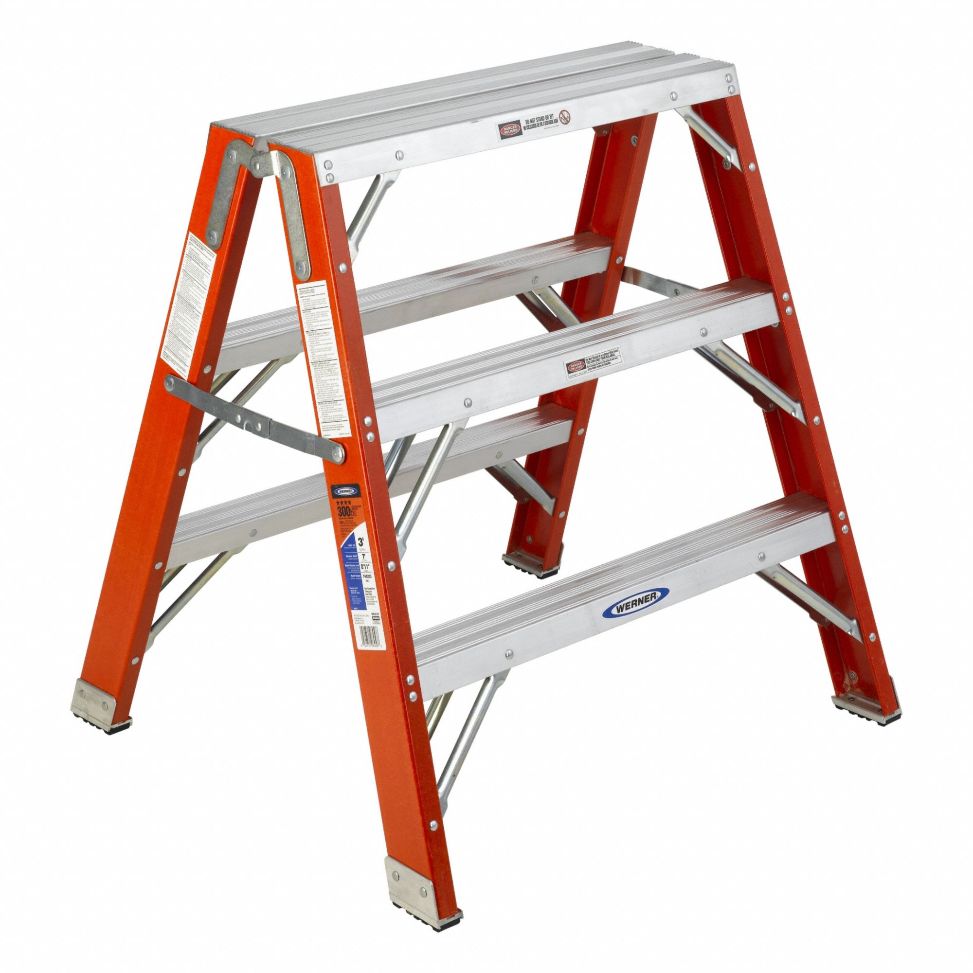 WERNER, 3 Steps, 3 ft Overall Ht, Step Stool - 3AZU5|TW6203 - Grainger