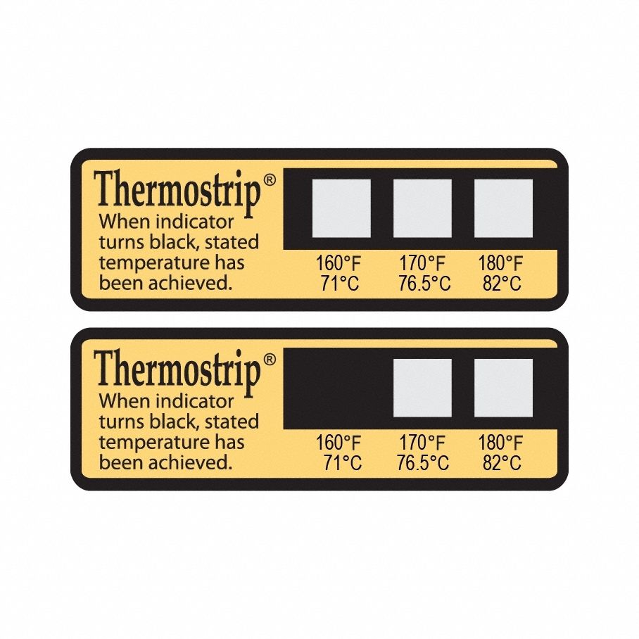 THERMOSTRIP, HACCP Food Safety, 1 3/4 in Overall Lg, Dishwasher ...