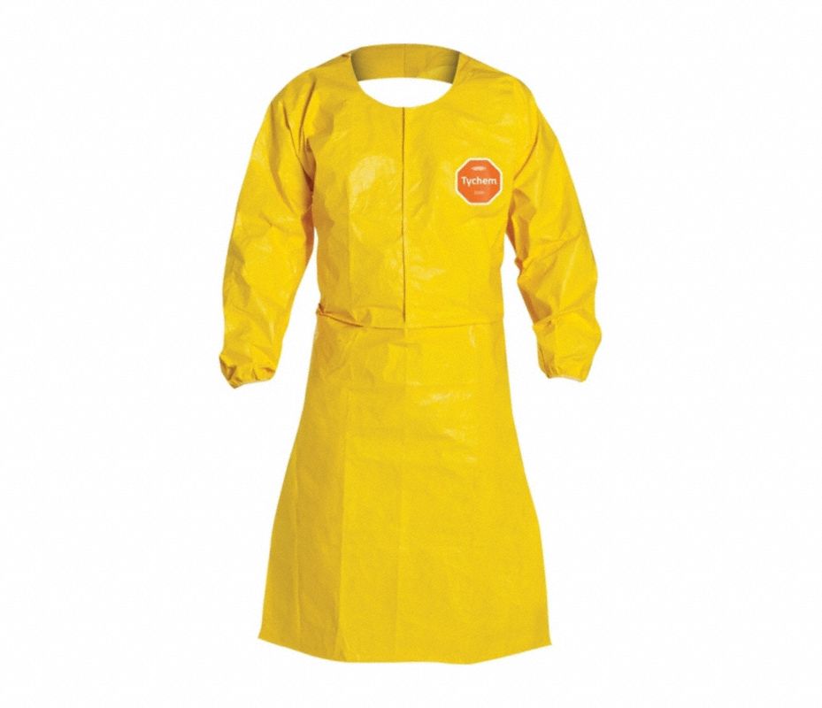 DUPONT Mandil con Mangas Resistente a Químicos, Amarillo, Longitud 44 ...