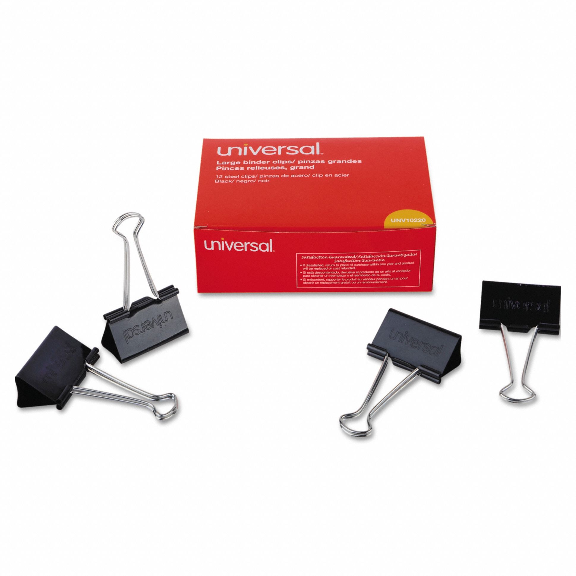 UNIVERSAL ONE, Metal/Steel, Black, Binder Clip - 45HA65|UNV10220 - Grainger