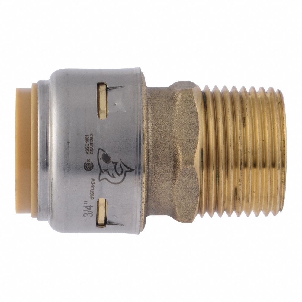 SHARKBITE MAX, Straight, 3/4 in OD x 3/4 in Pipe Size, Push-Fit Adapter ...