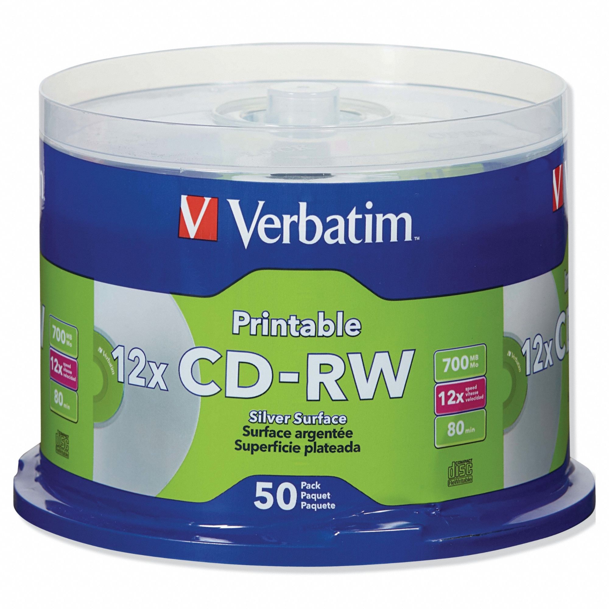 VERBATIM, Rewritable, Silver, CD-RW Disc - 14F858|VER95159 - Grainger