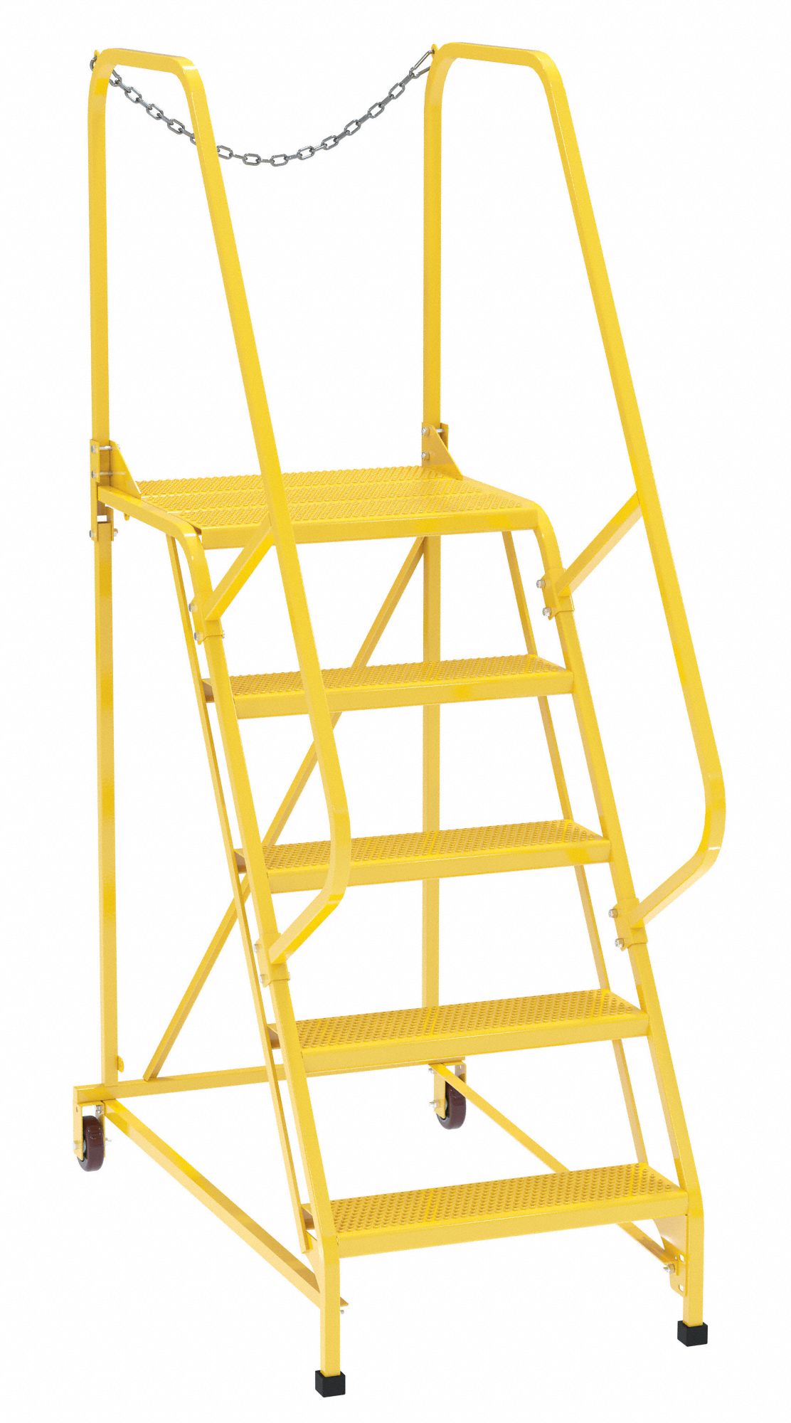 VESTIL ROLLING AND CANTILEVER LADDER, YELLOW, 80 IN H, STEEL, POWDER ...