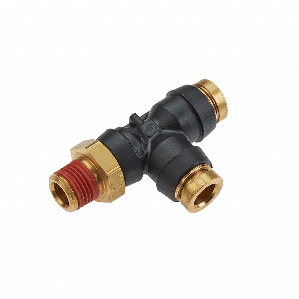 1/8 in OD x 1/4 in Pipe x 1/4 in OD Fitting Size, Brass, Push-Fit Tee Fitting - 806TX8|VS371PTCR ...