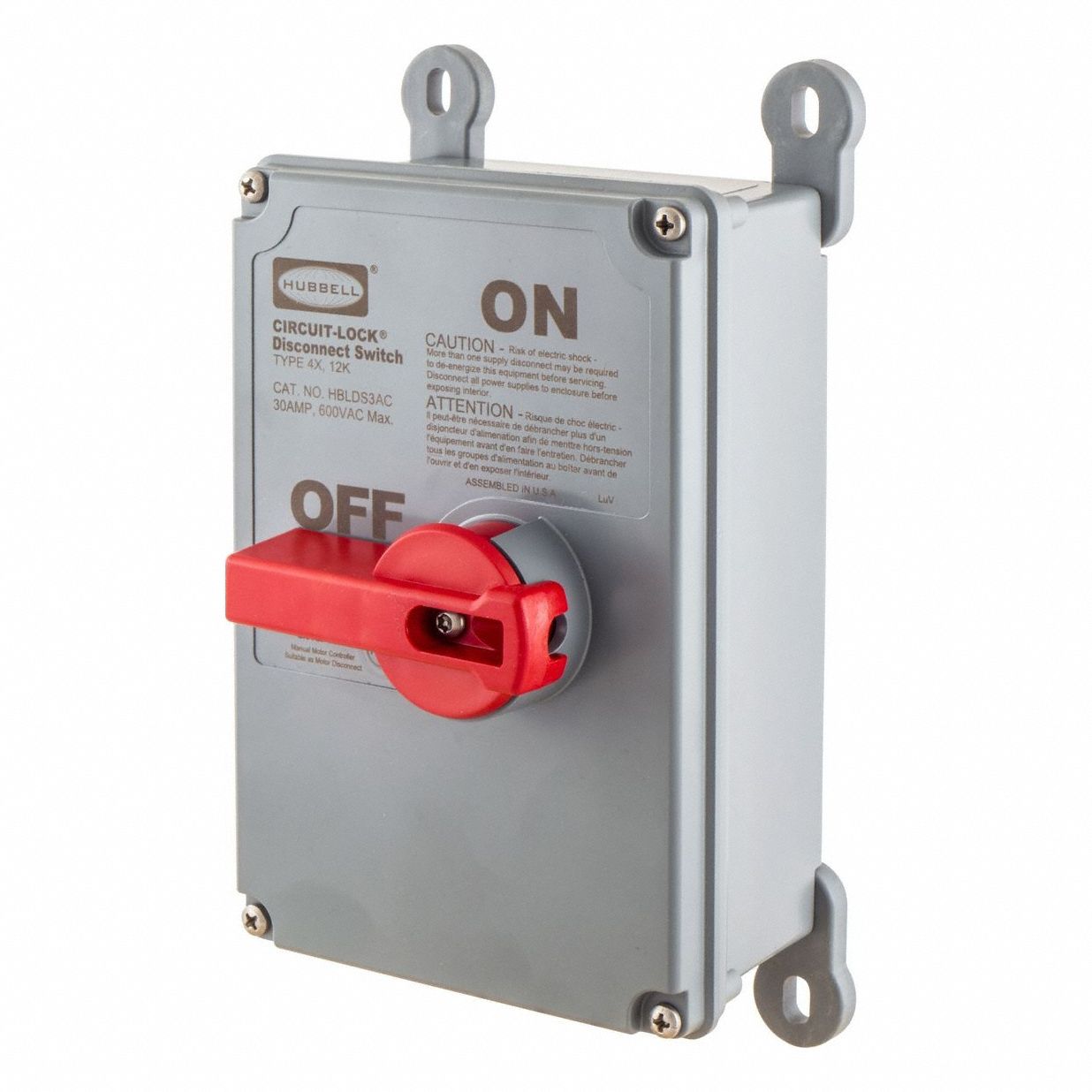 HUBBELL, Non-Fusible, 30 A, Disconnect Switch - 803FV5|HBLDS3ACNK ...