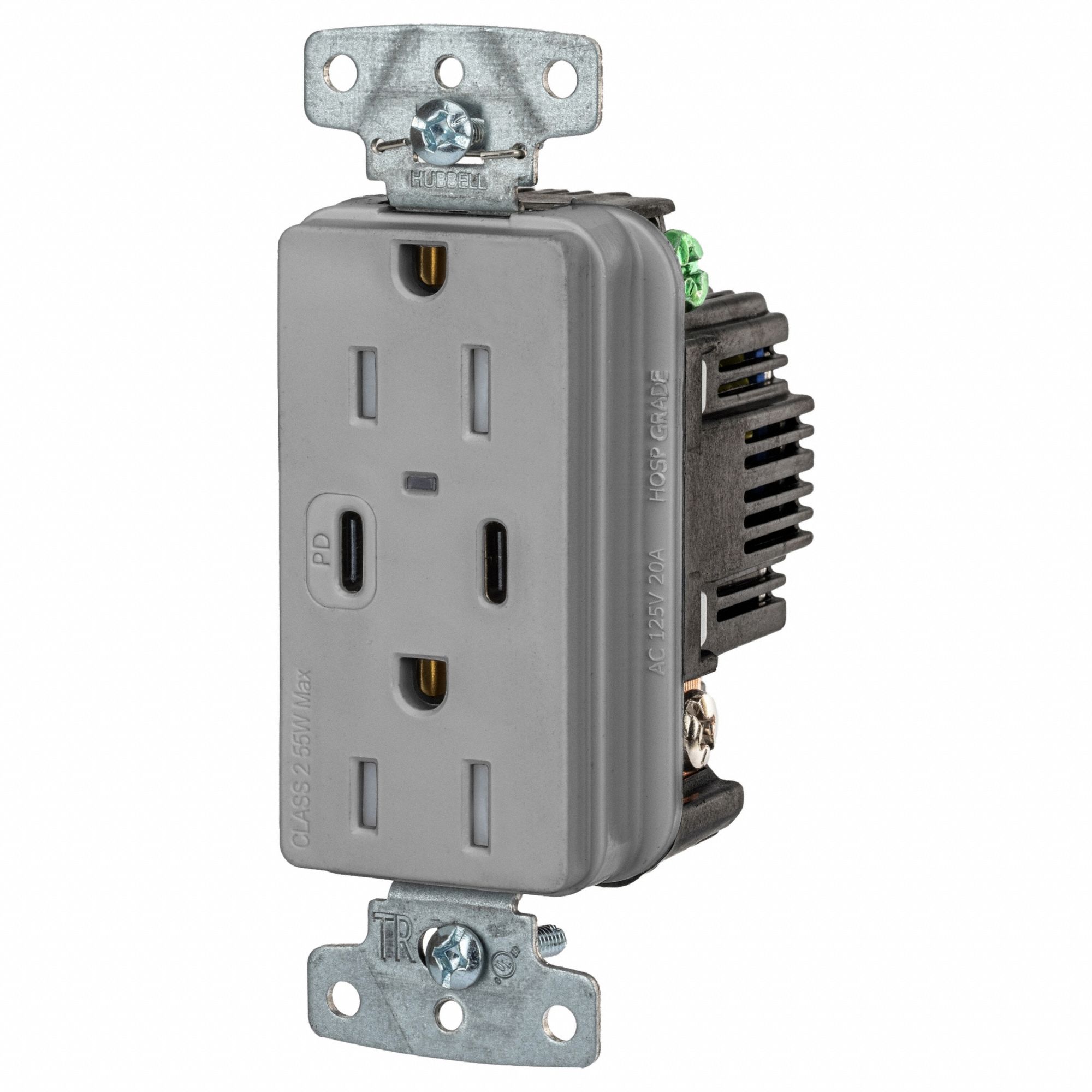 Duplex, 5-15R, USB Receptacle - 816RT8|USB15CPDGY - Grainger