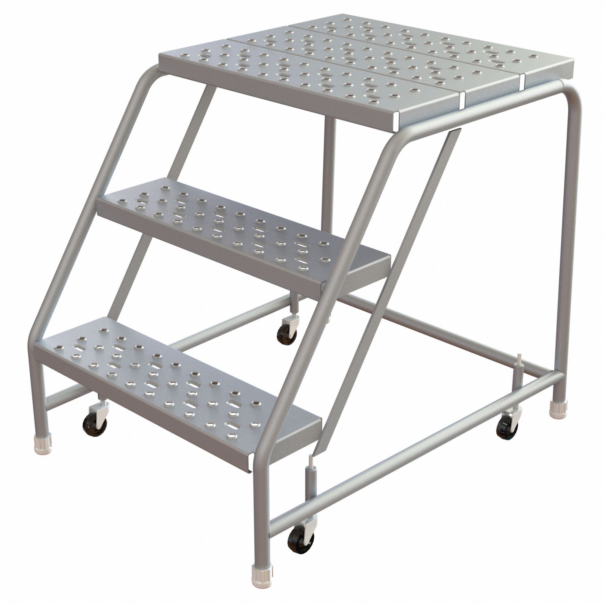 BALLYMORE 3-Step Rolling Ladder, Perforated Step Tread, 30 in Overall ...