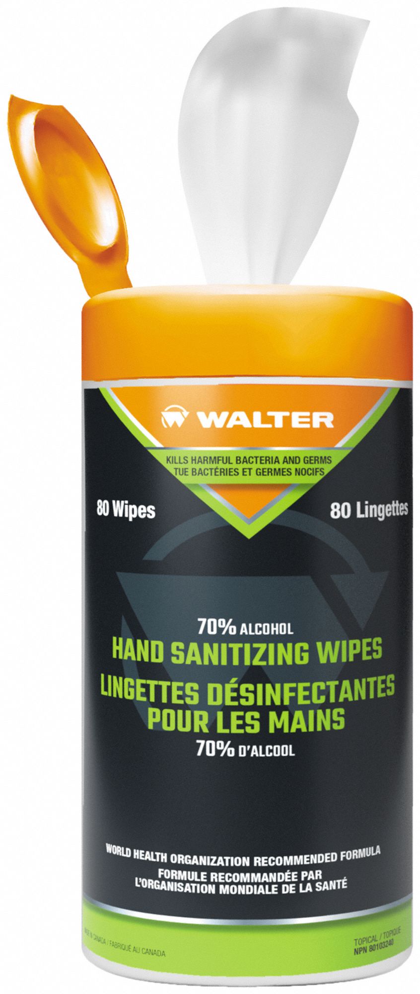 WALTER SURFACE TECHNOLOGIES ALCOHOL 70 HAND WIPES - 80CT - Hand ...