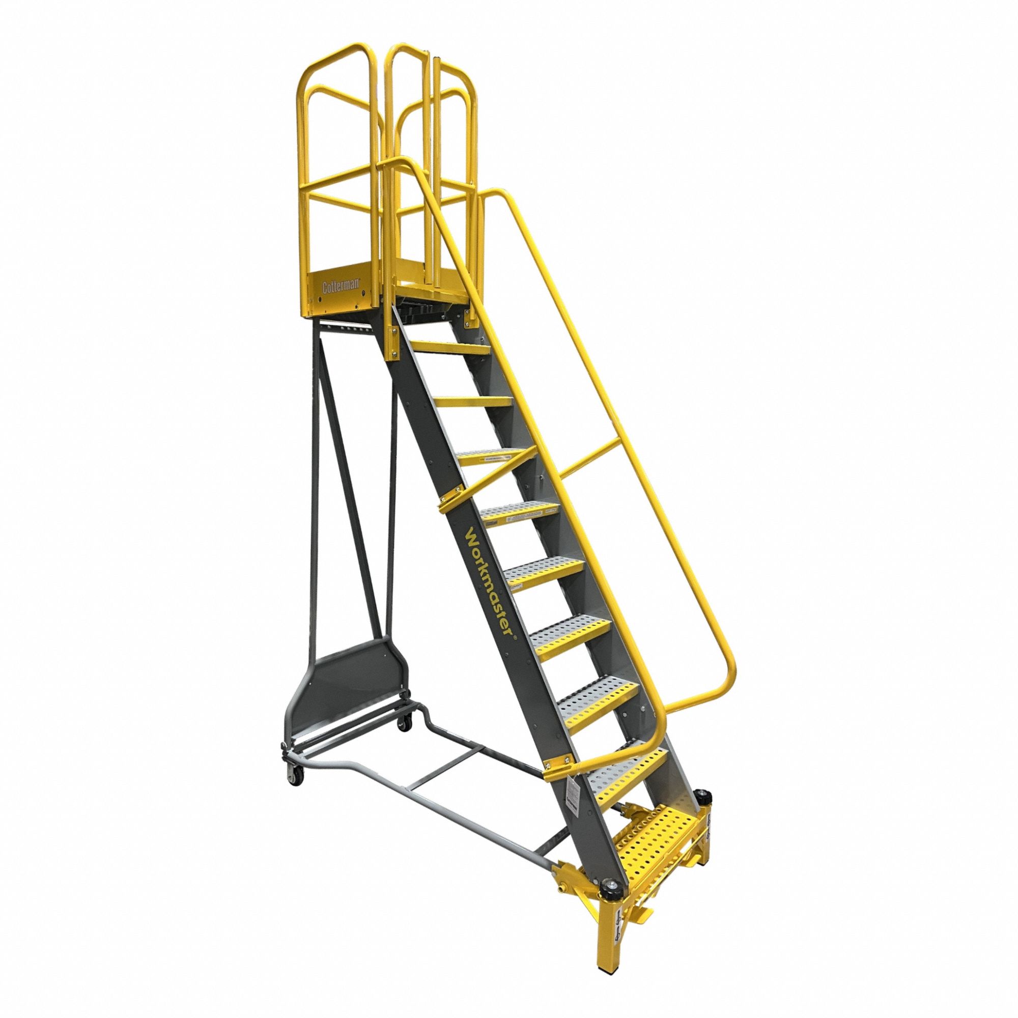 Cotterman 9 2 Ft Platform Ht Partially Assembled Rolling Ladder 824wr1 Wmx11r42a3fgp3