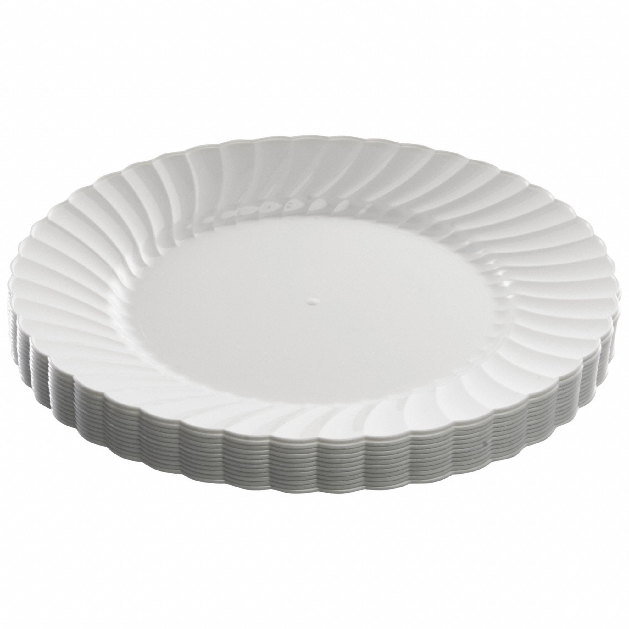 White, 9 in Disposable Plate Size, Disposable Plastic Plate - 799M59 ...