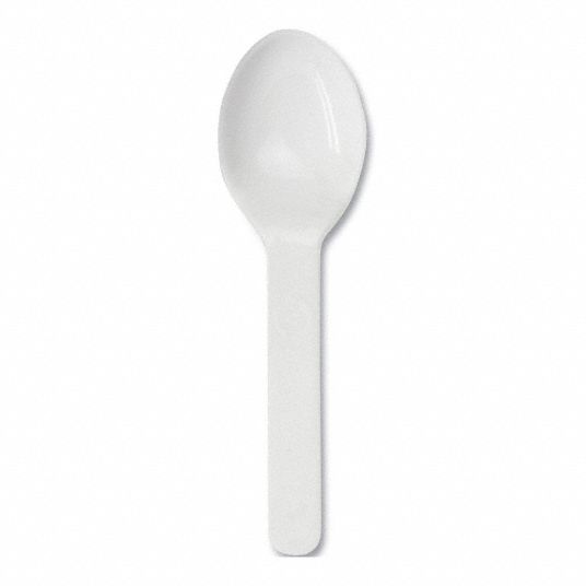 WORLD CENTRIC, White, Medium-Wt, Tasting Spoon - 825NT1|SP-CS-3 - Grainger