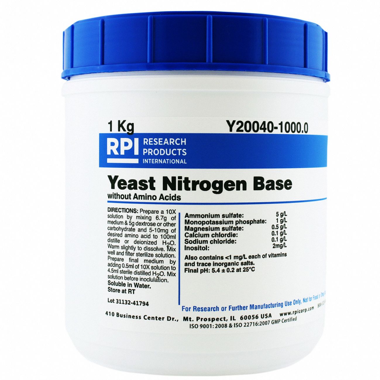 1 kg, Powder, Yeast Nitrogen Base w/ Amino Acids - 30UC59|Y20040-1000.0 ...