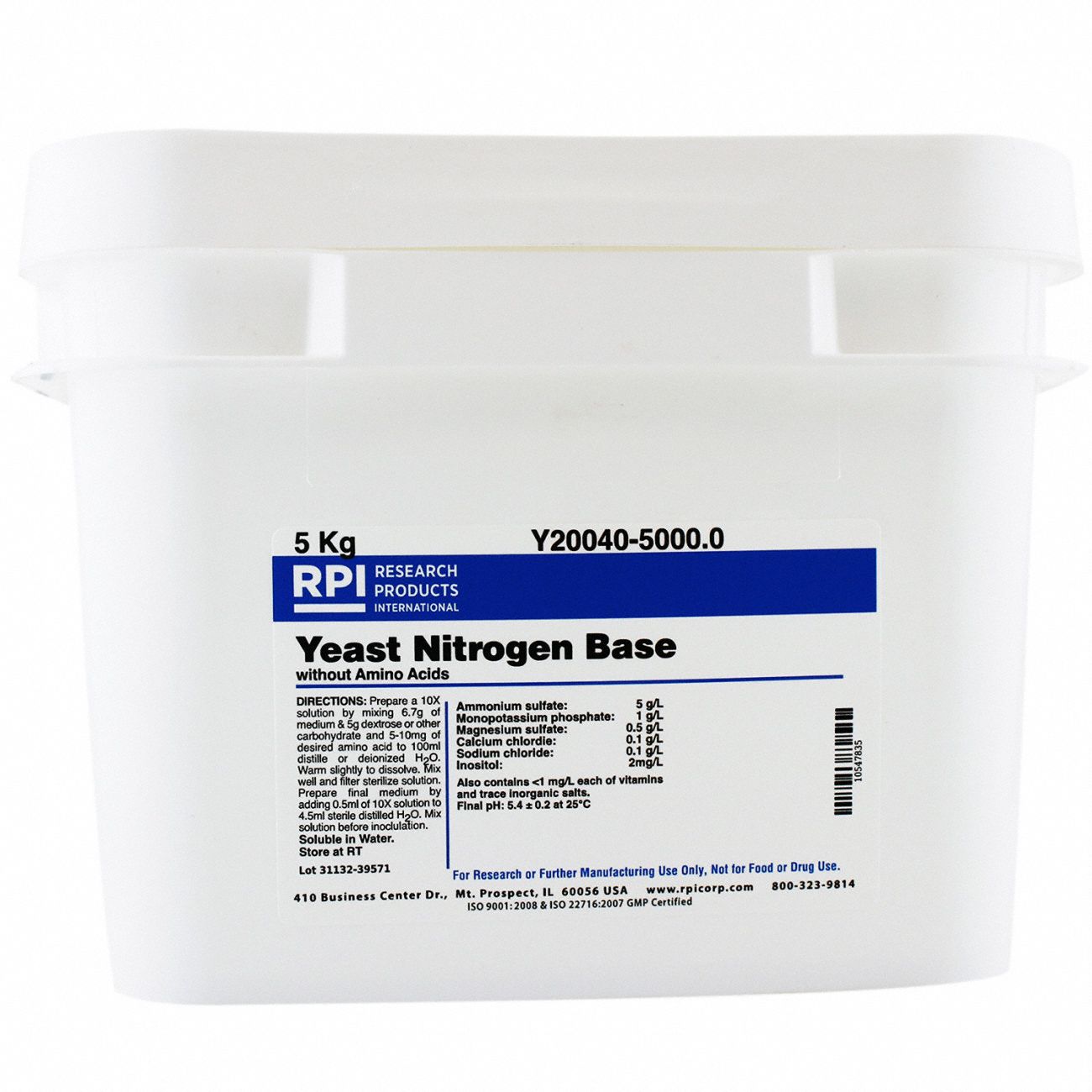5 kg, Powder, Yeast Nitrogen Base w/ Amino Acids - 30UC62|Y20040-5000.0 ...