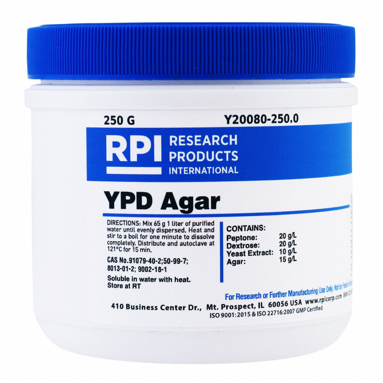 Lab, 250 g, YPD Agar - 31GE73|Y20080-250.0 - Grainger