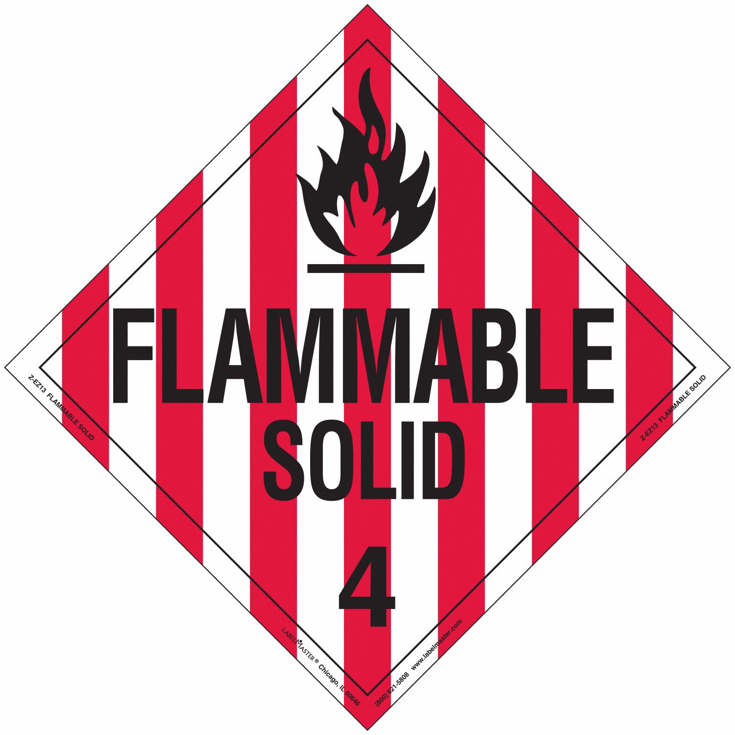 Flammable Solid, 10 3/4 in Label Wd, Placard Flammable Solid EZ ...
