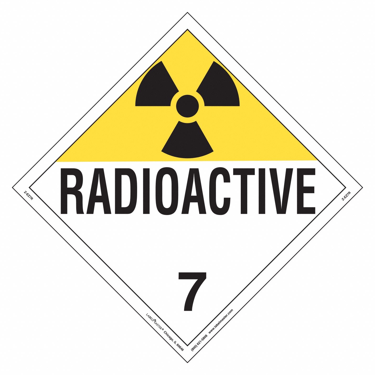 Radioactive, 10 3/4 in Label Wd, Placard Radioactive EZ Removable ...