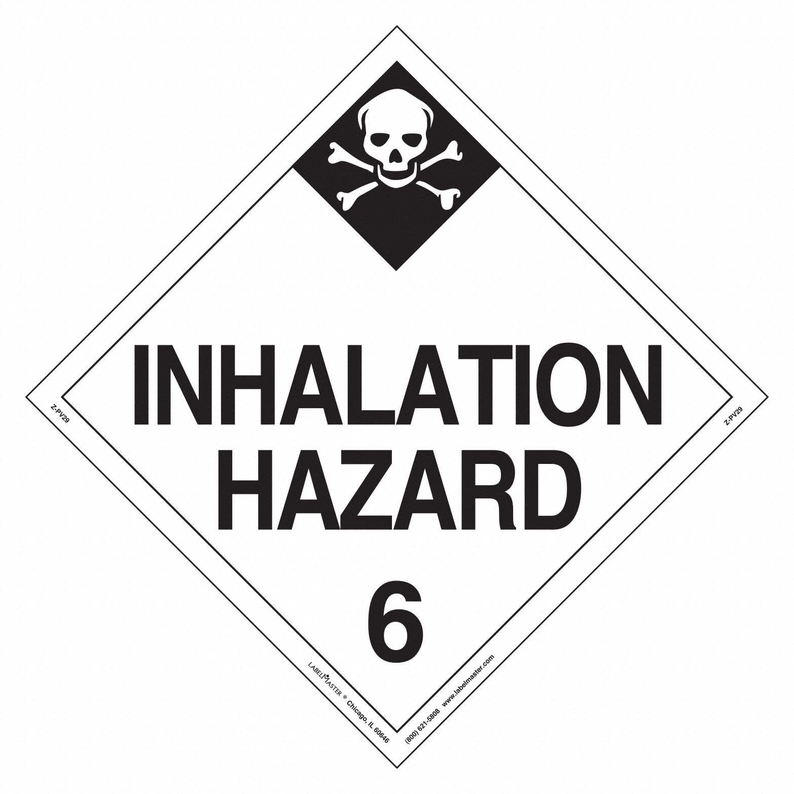 LABELMASTER, Inhalation Hazard 6, 10 3/4 in x 10 3/4 in, Inhalation ...