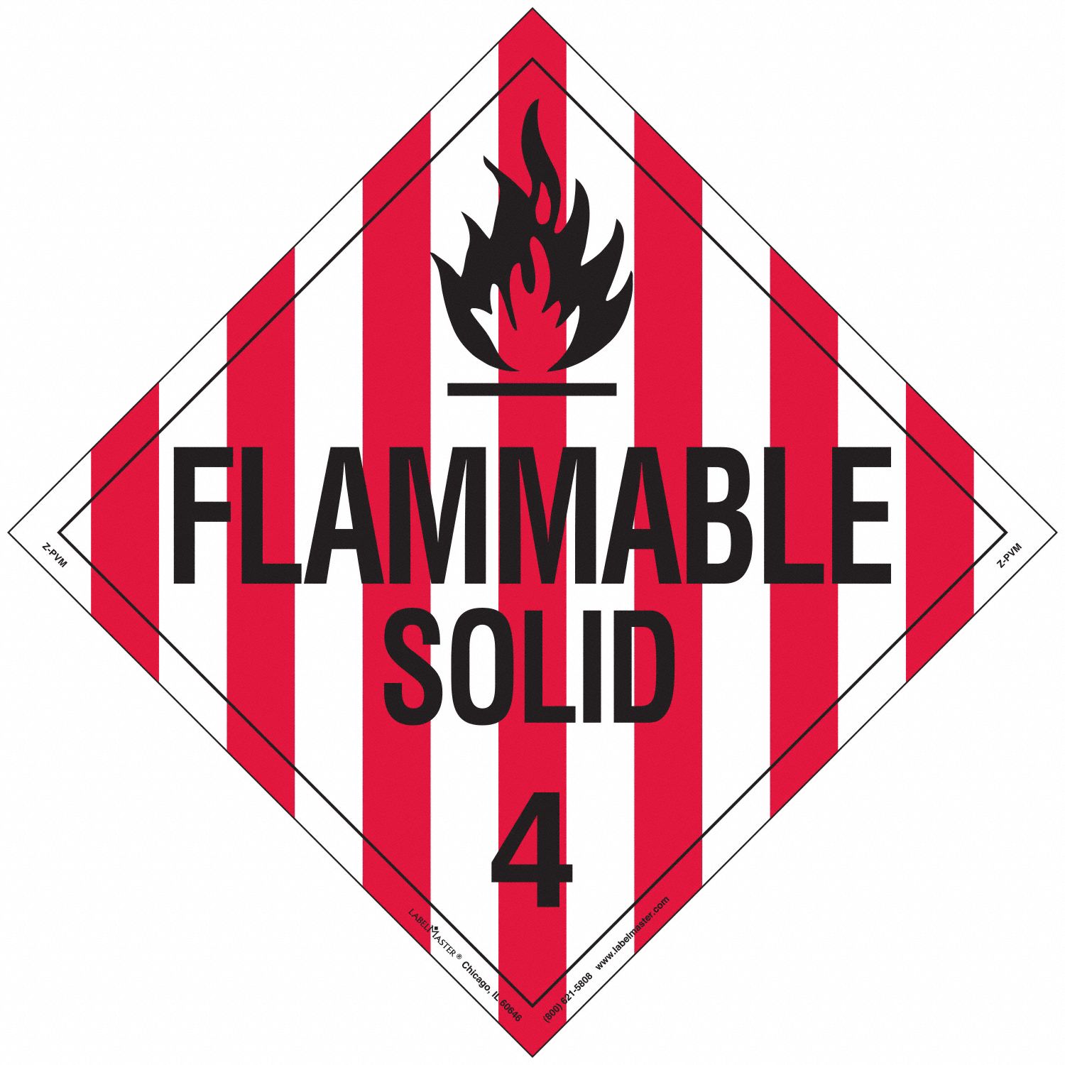 LABELMASTER, Flammable Solid, 10 3/4 in x 10 3/4 in, Flammable Solid ...