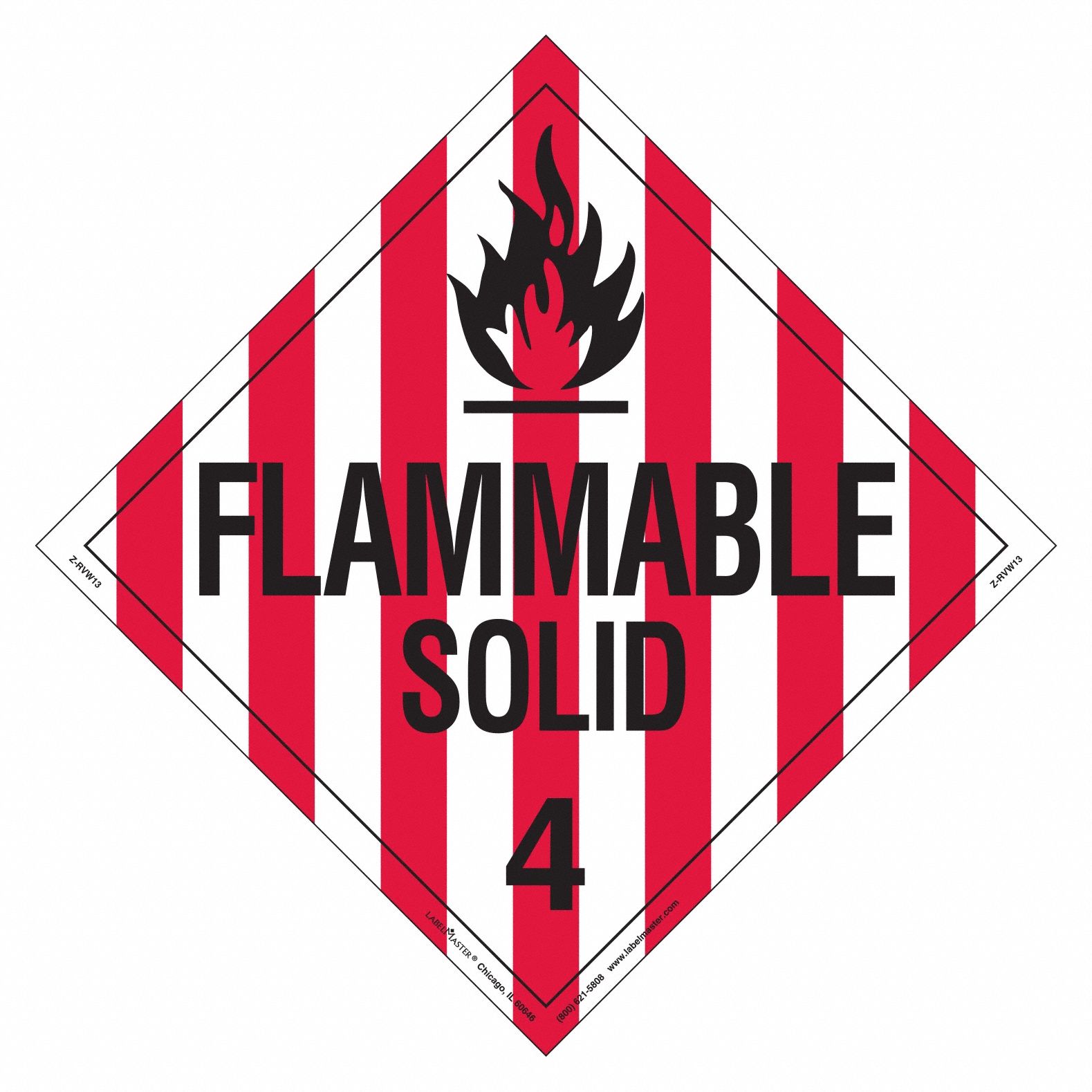 Flammable Solid, 10 3/4 in Label Wd, Placard Class 4 Flammable Solid ...