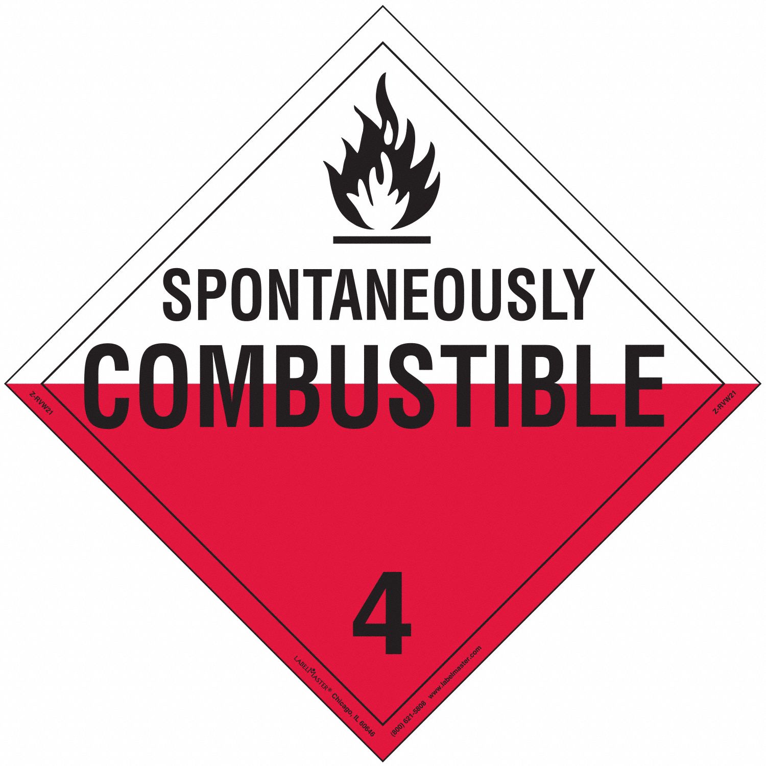 LABELMASTER, Spontaneously Combustible, 10 3/4 in Label Ht ...