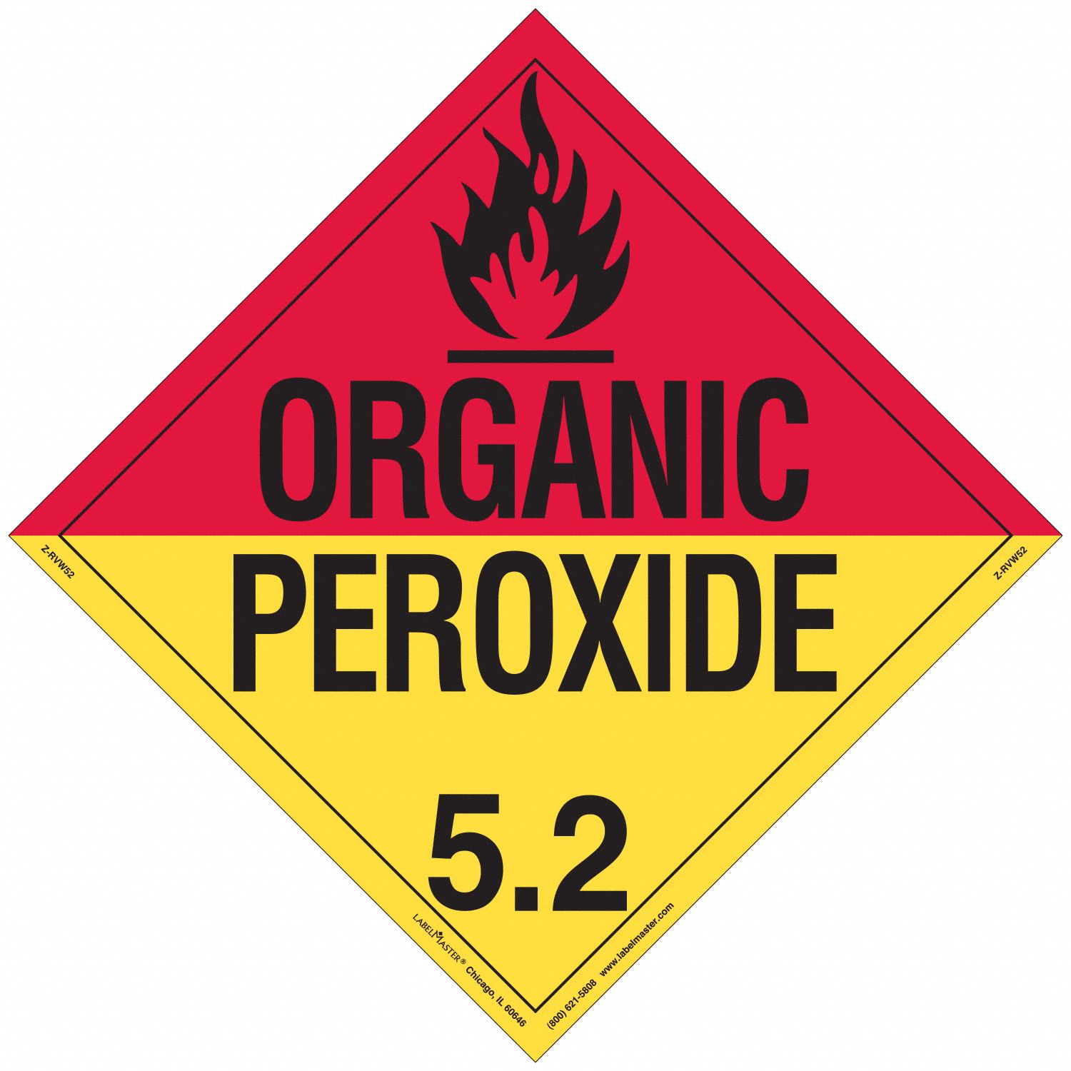 Organic Peroxide, 10 3/4 in Label Wd, Placard Class 5.2 Organic ...