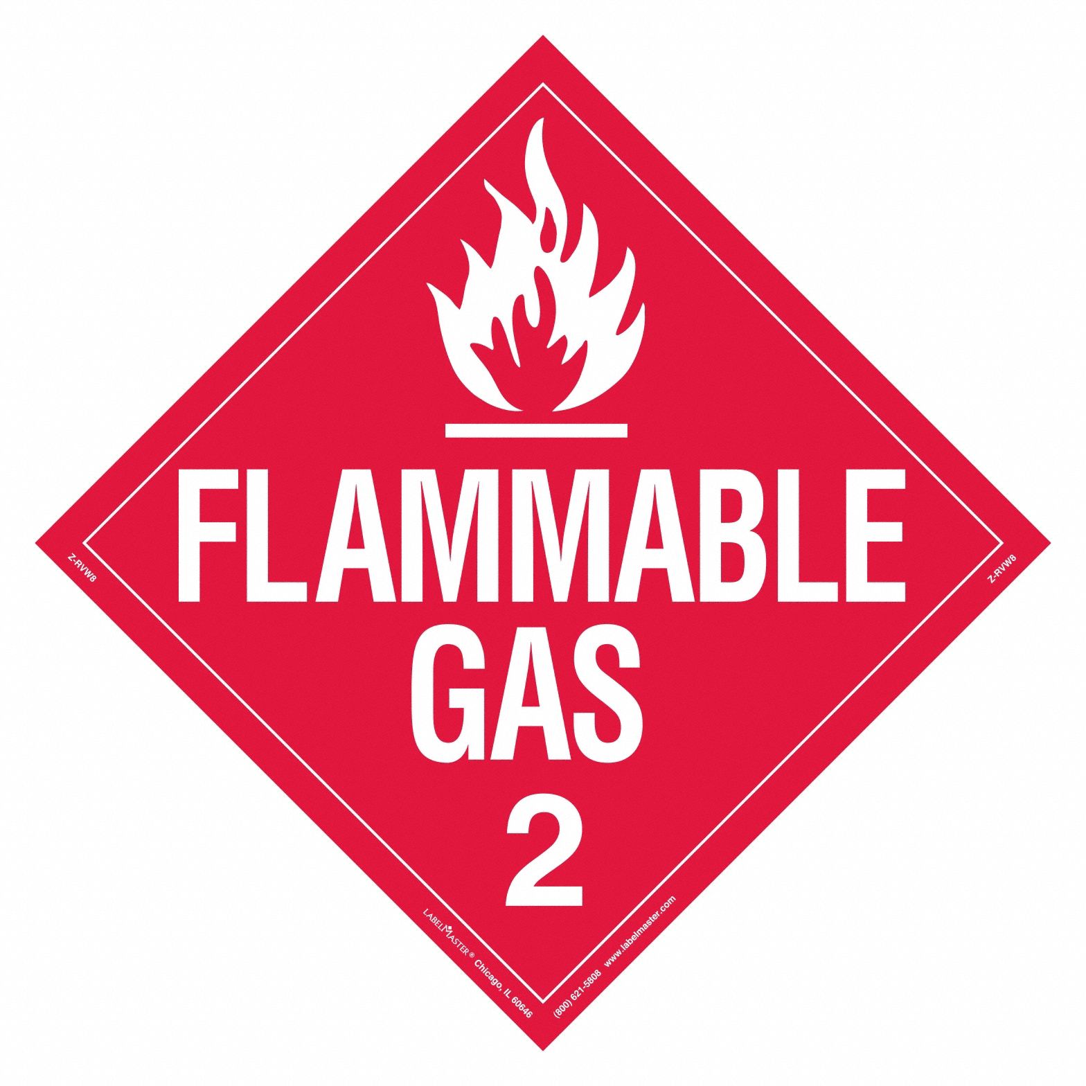 LABELMASTER, Flammable Gas, 10 3/4 in x 10 3/4 in, Flammable Gas ...