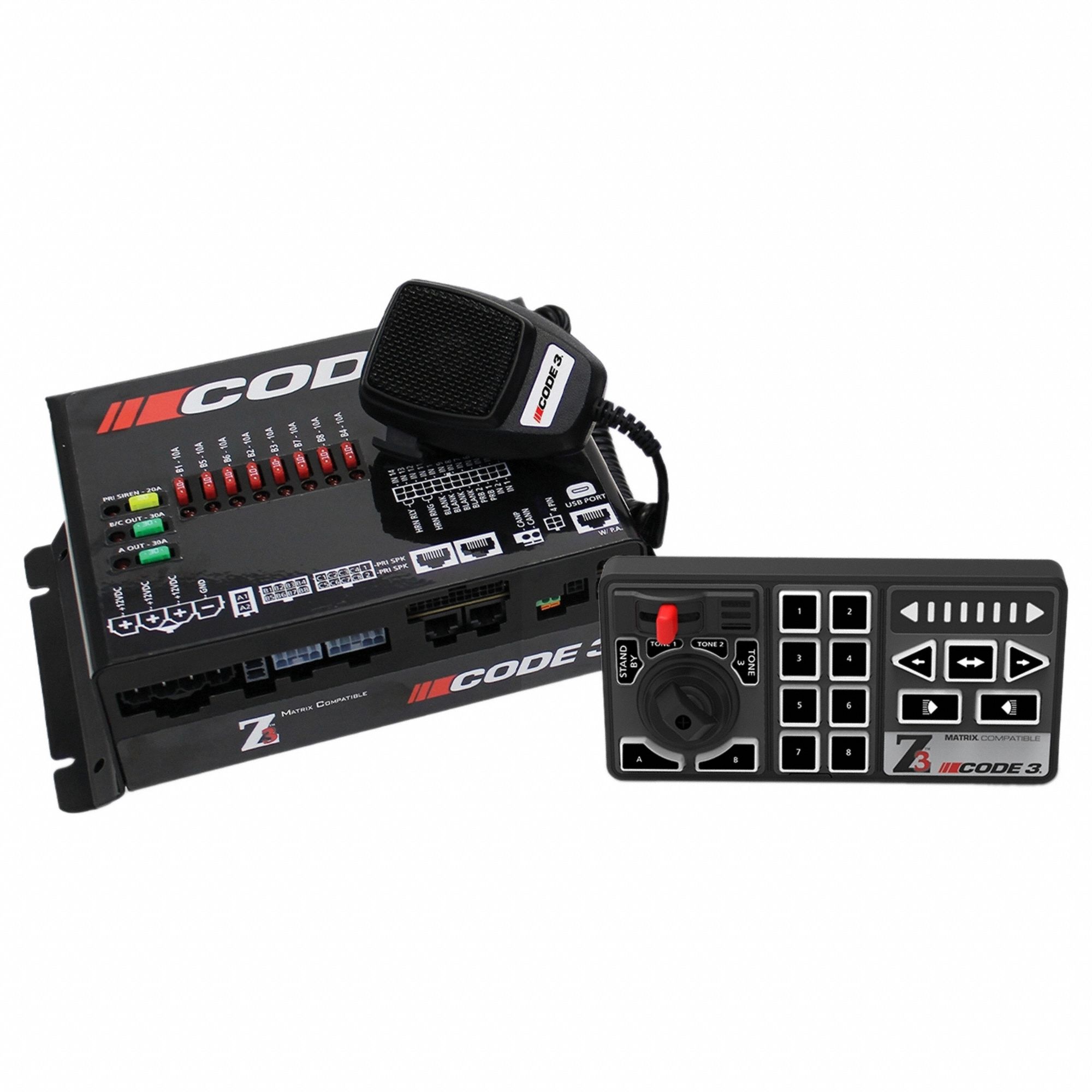 CODE 3, 12V, Air Horn/Hi-Lo/Wail/Yelp, Siren - 814GW6|Z3SR-1 - Grainger