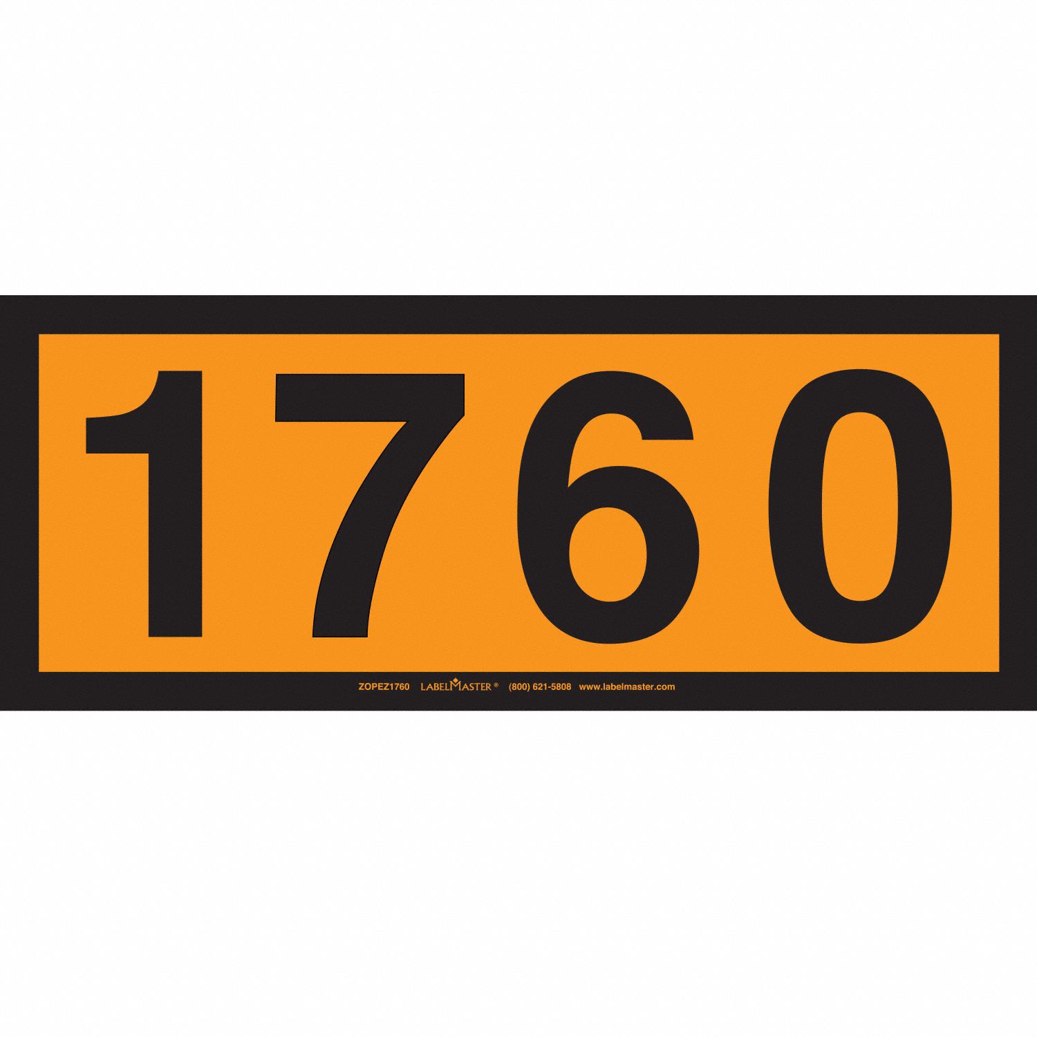 1760, 15 3/4 in Label Wd, Orange Panel UN 1760 EZ Removable Vinyl ...