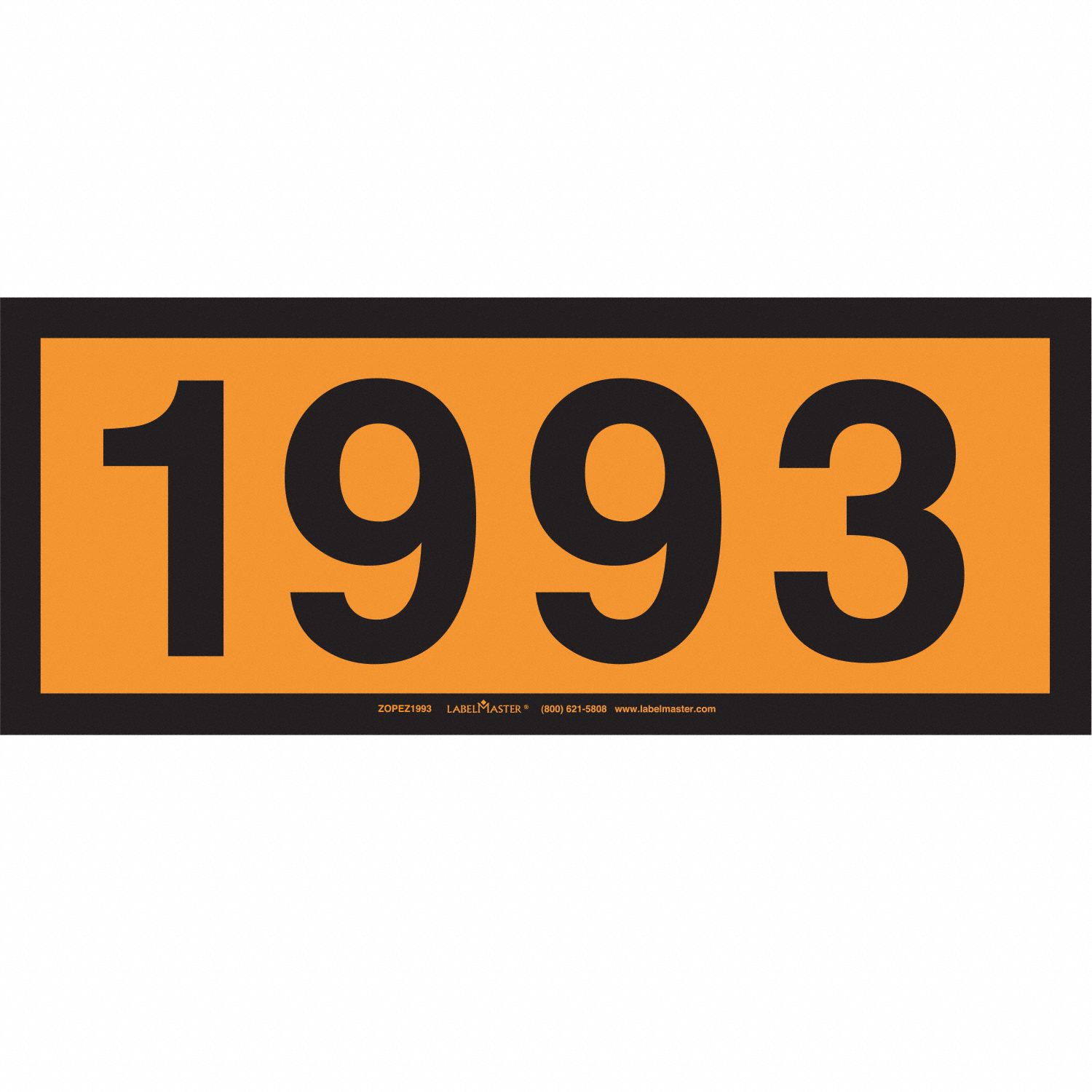 1993, 15 3/4 in Label Wd, Orange Panel UN 1993 EZ Removable Vinyl ...