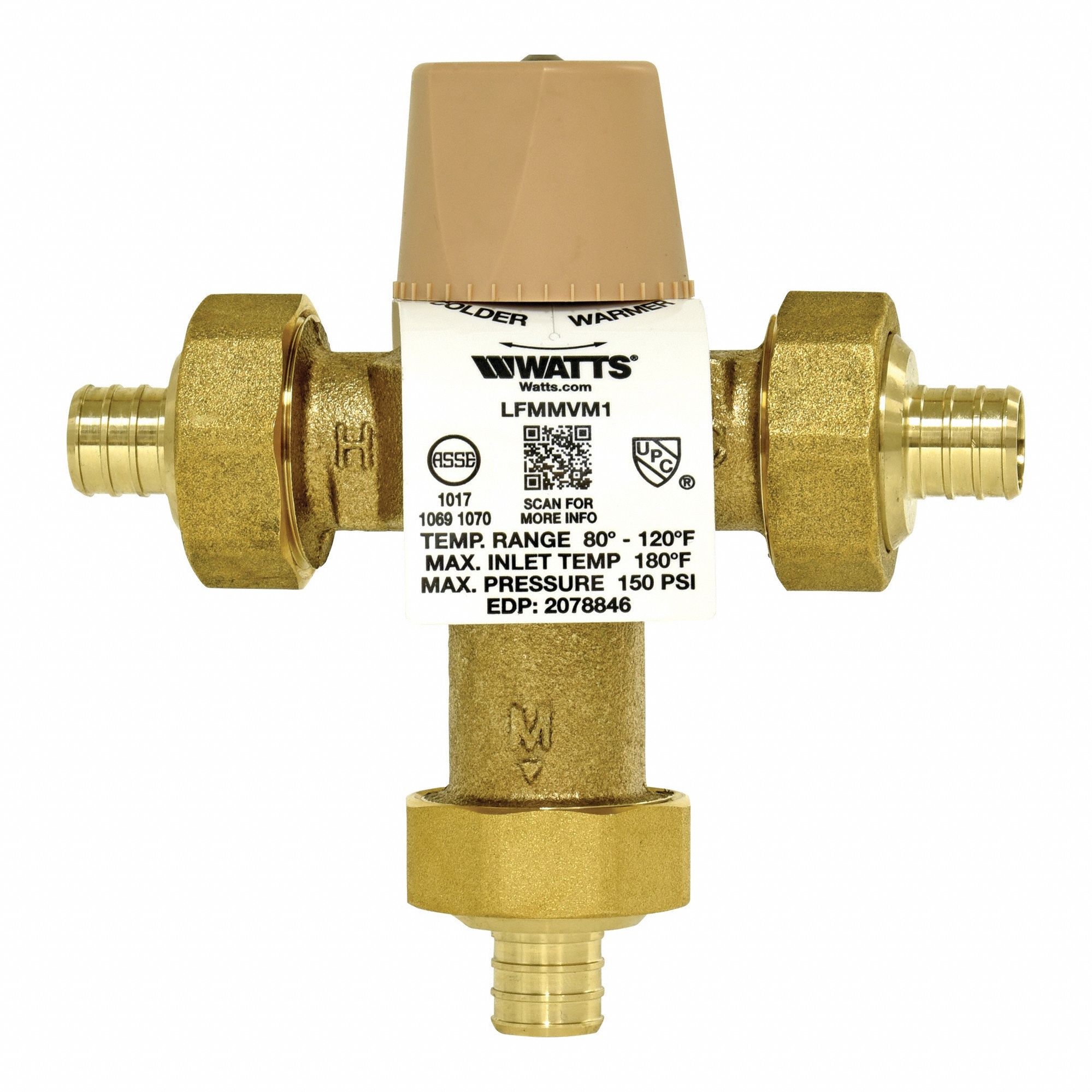 WATTS, 3/4 in Inlet Connection Size, 3/4 in Outlet Connection Size ...