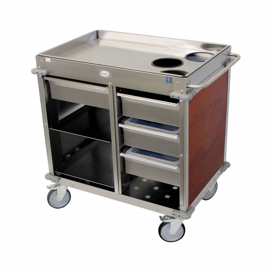 CADCO, 40 5/8 in Overall Lg, 39 3/4 in Overall Ht, Food Service Cart ...