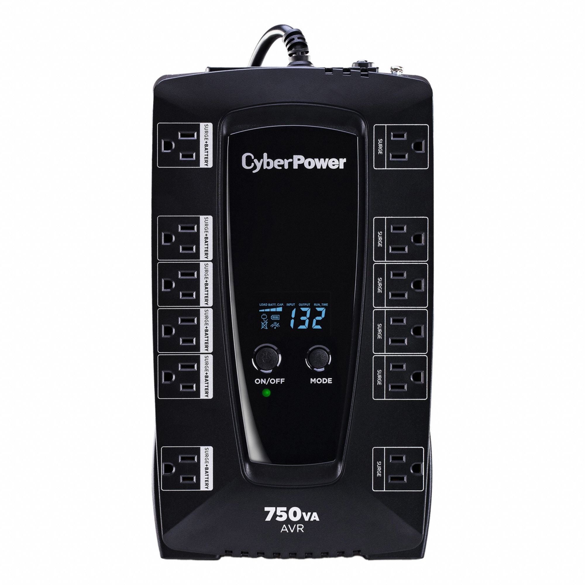 CYBER POWER, Single Phase, 750 VA Power Rating, UPS System - 832UU2 ...