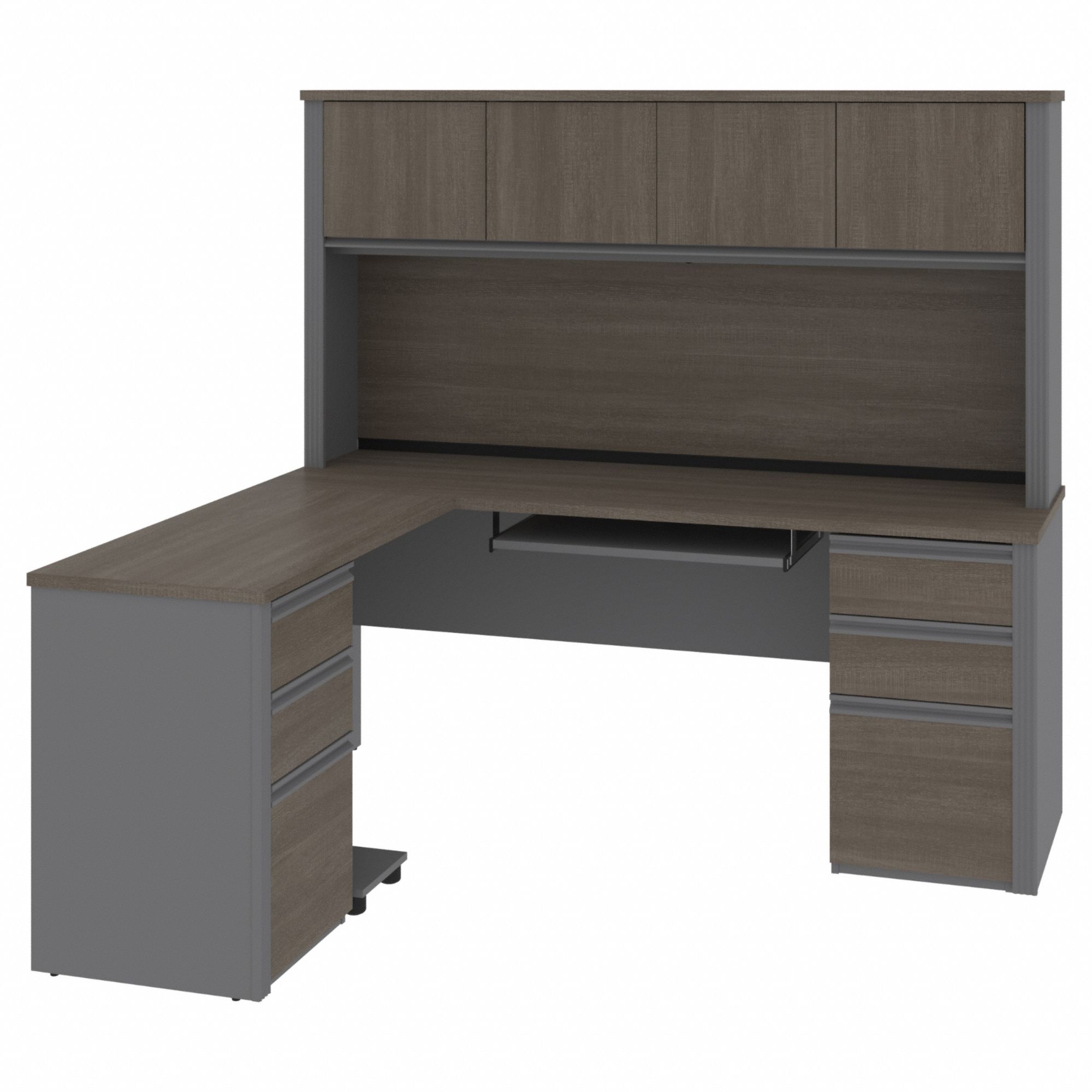 BESTAR, Bark Grey/Slate, 71 1/8 in Overall Wd, L-Shaped Office Desk ...