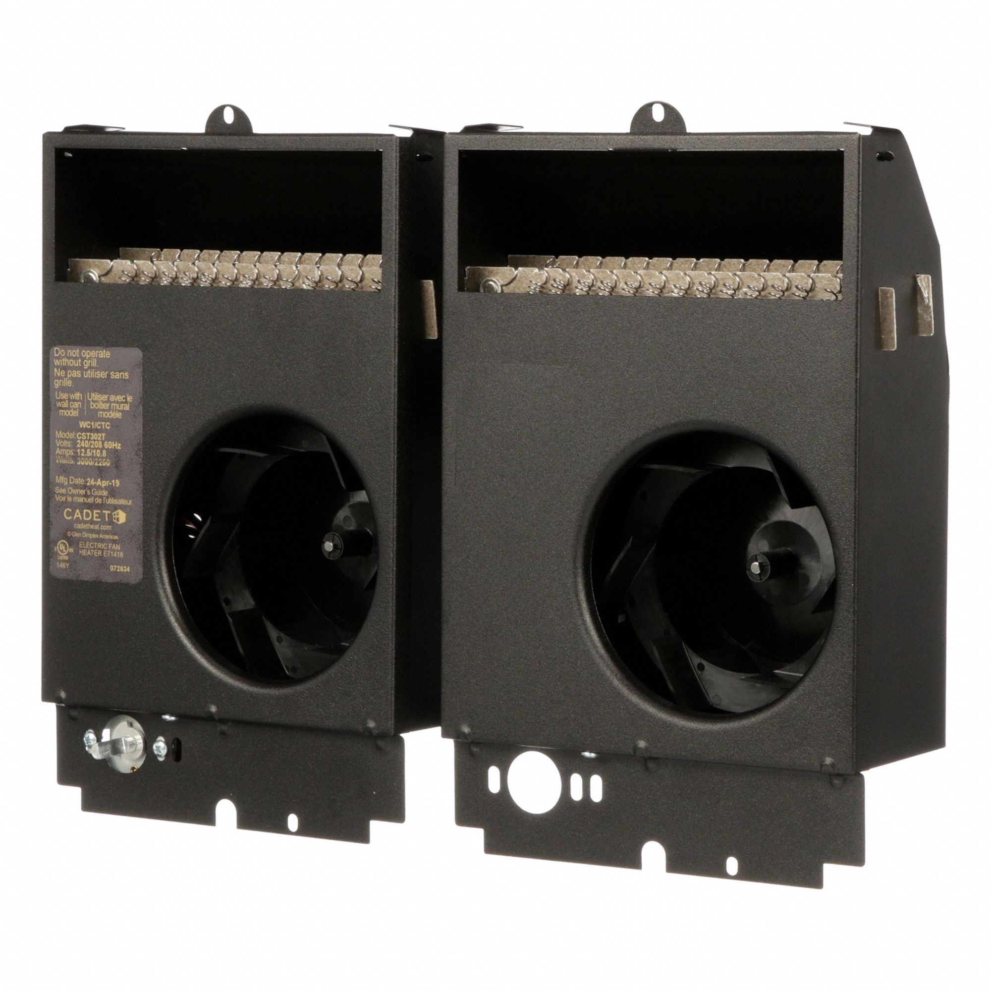 CADET, 1250 W/937 W, 240/208V AC, Recessed Electric Wall-Mount Heater ...