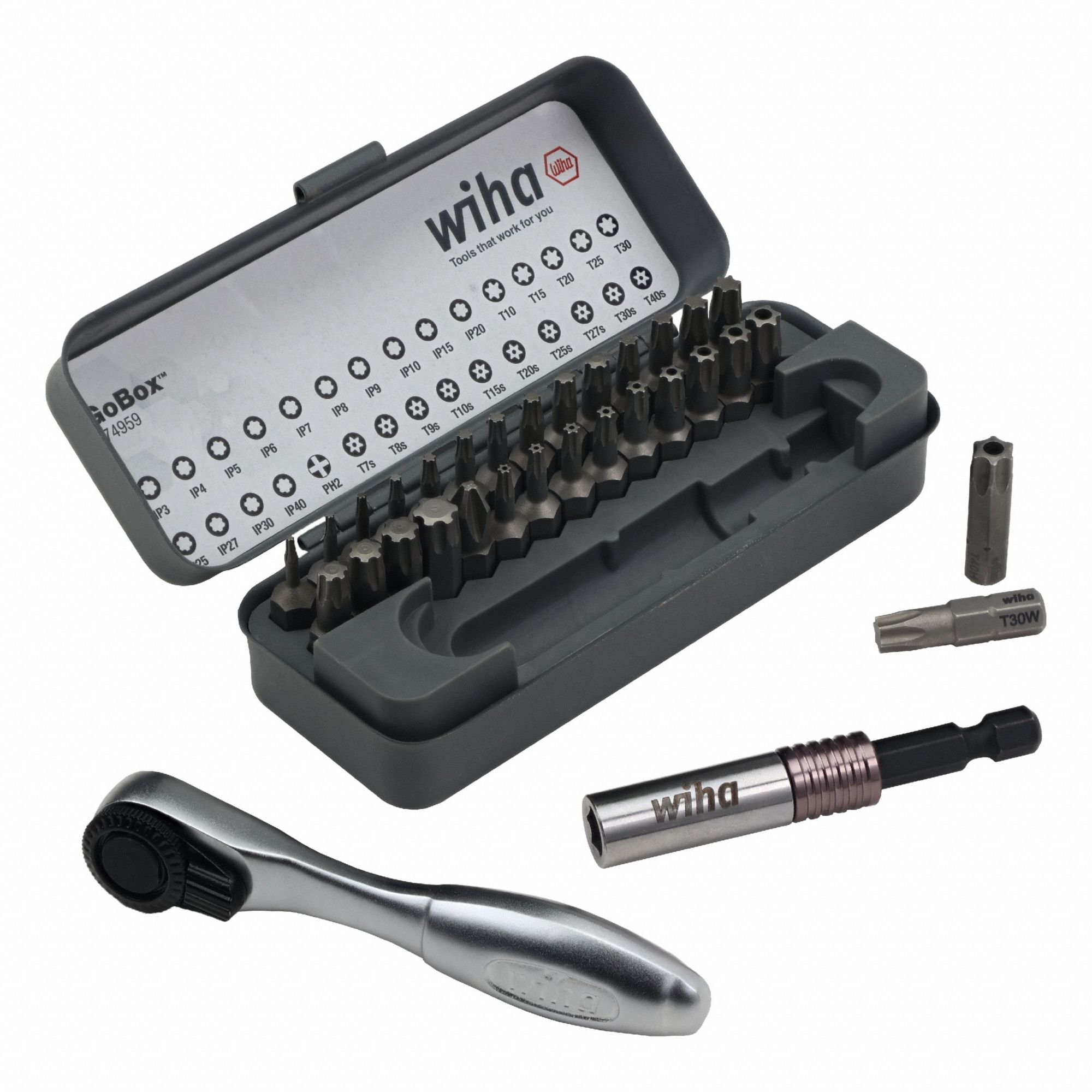WIHA, 26 - 50 Pieces, 1/4 in Drive Size, Socket Bit Set - 833DN3|74959 ...