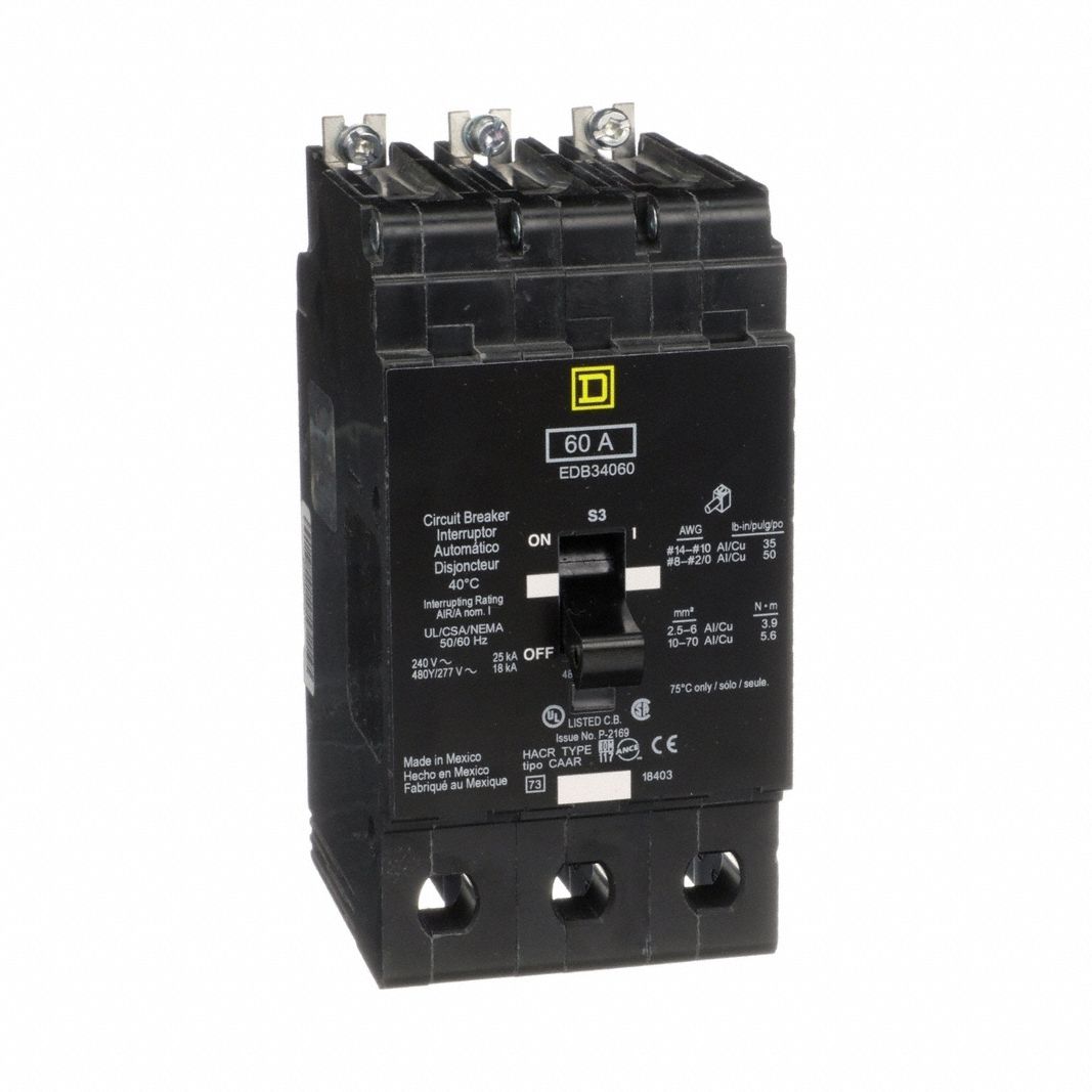 SQUARE D, 60 A, 277/480V AC, Miniature Circuit Breaker - 3TW45|EDB34060 - Grainger