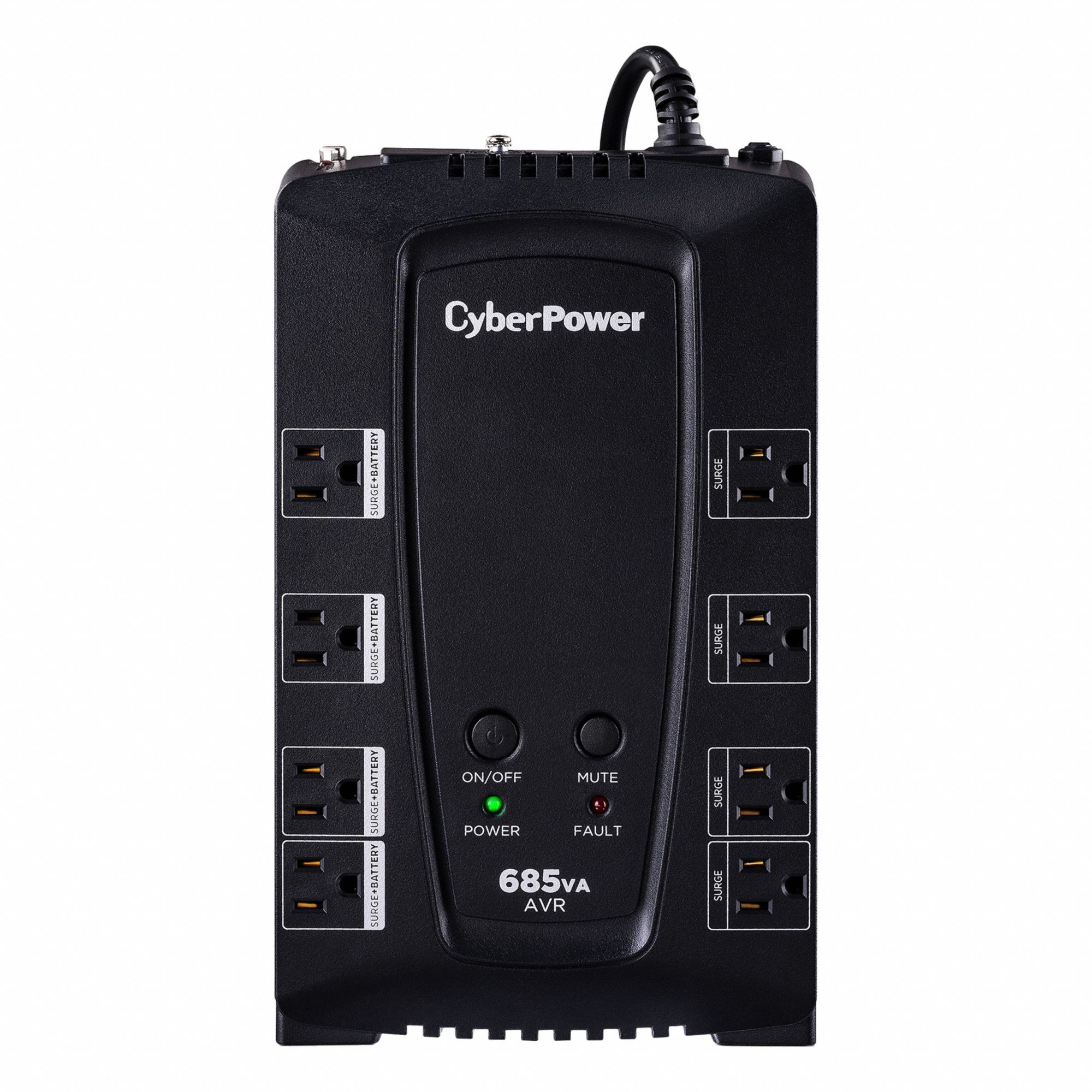 CYBER POWER, Single Phase, 685 VA Power Rating, UPS System - 832UU1 ...