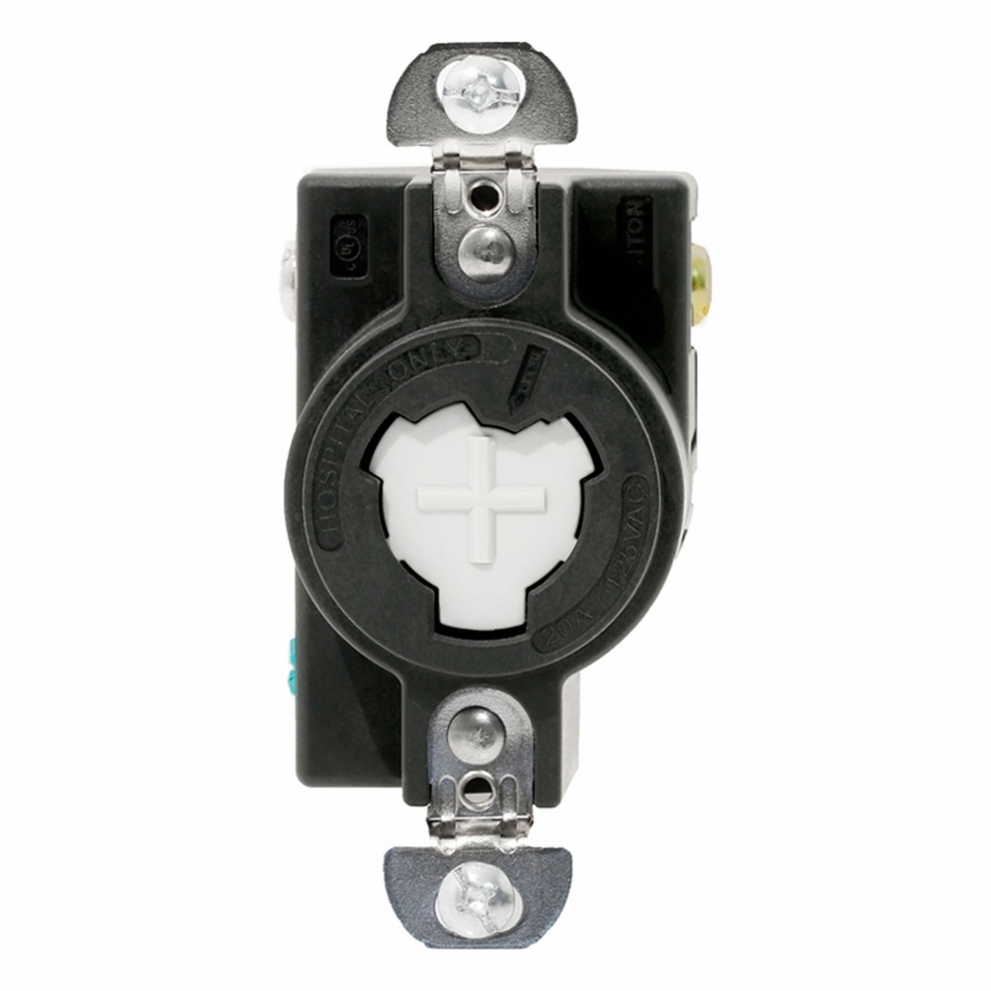 Lock Rec 20A Power Int. Hospt Black - Grainger