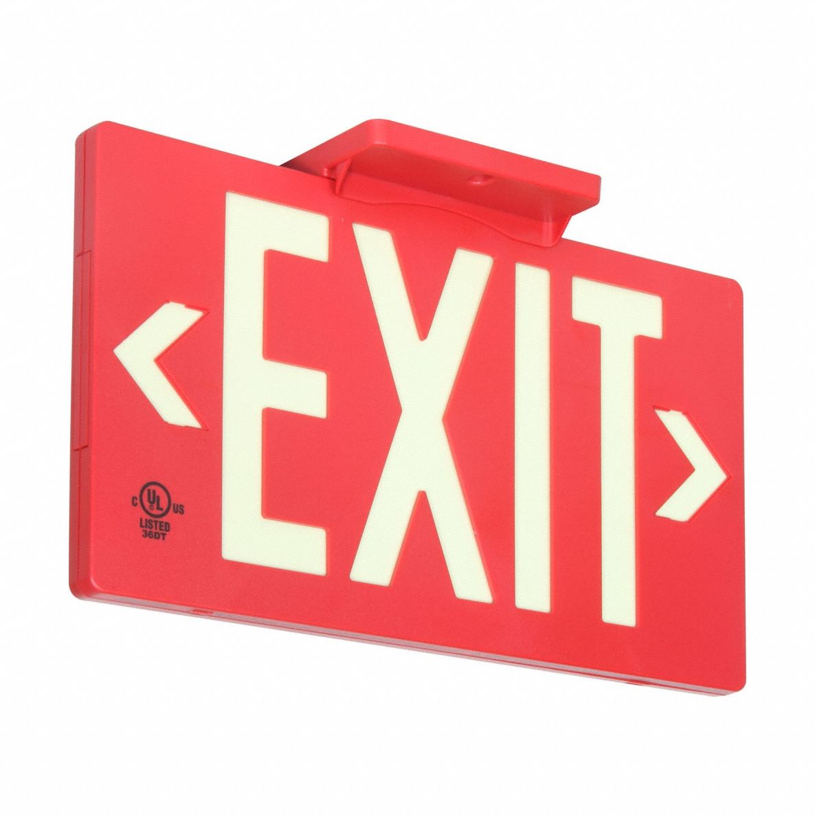 Glo Exit Sign 8.75X15.5 1Side Wt/Rd - Grainger