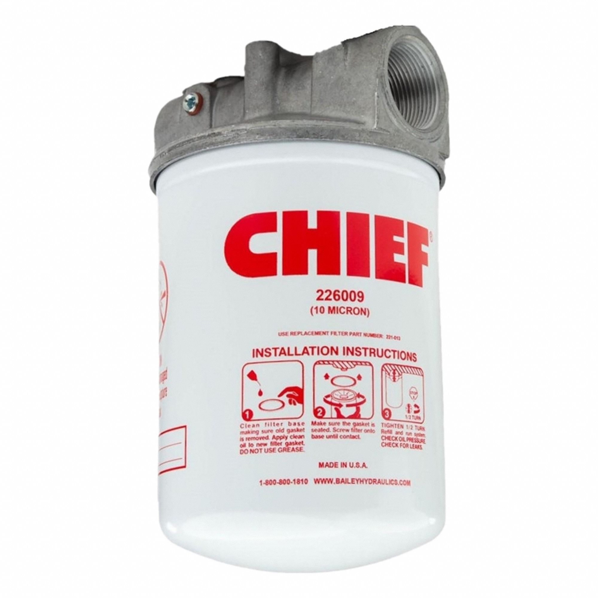 CHIEF, 70 gpm Max. Flow, 200 psi Max. Pressure, Return Line Hydraulic Filter - 833XM3|226009 ...