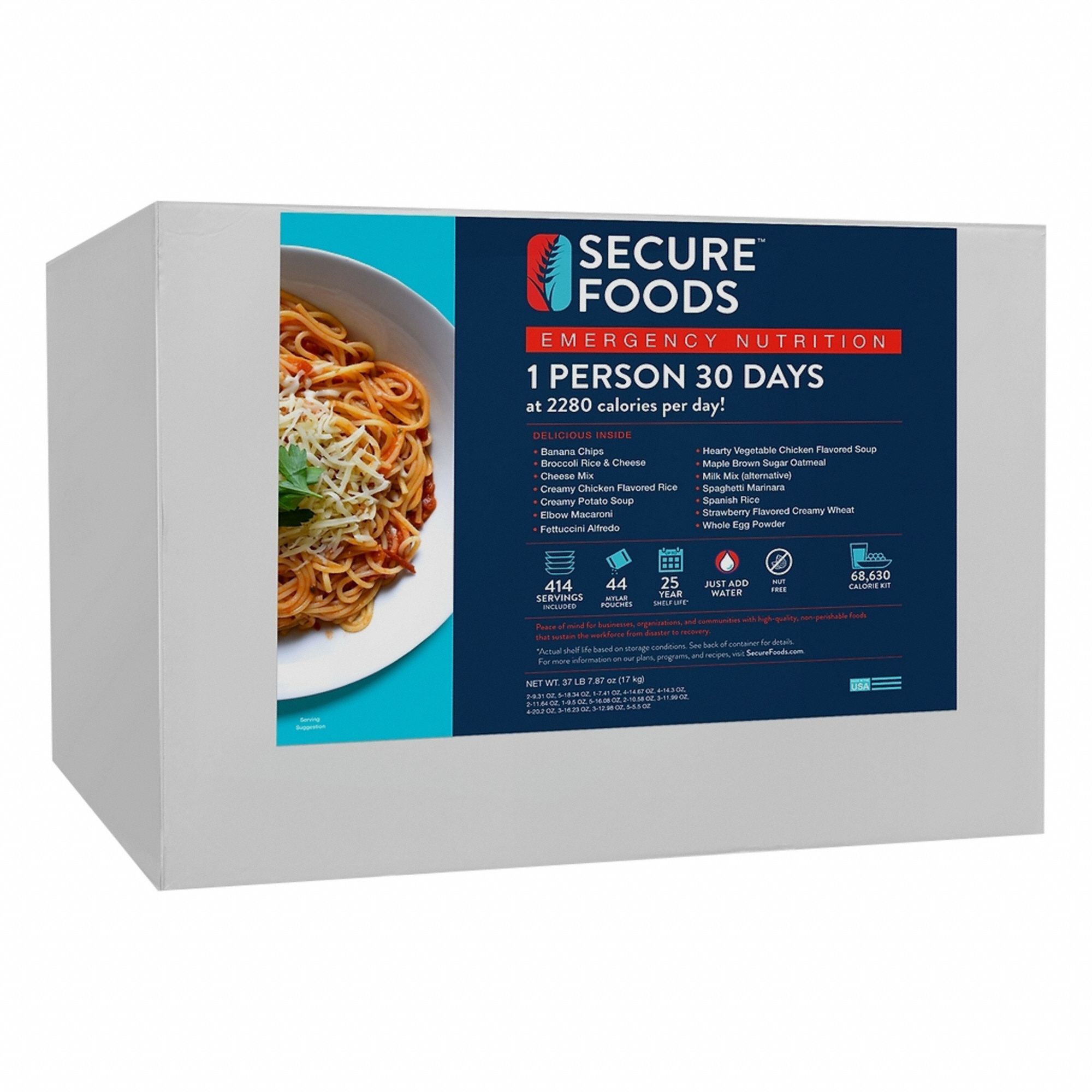 SECURE FOODS, 41 lb Size, 1 People Served, Disaster and Emergency Meal ...