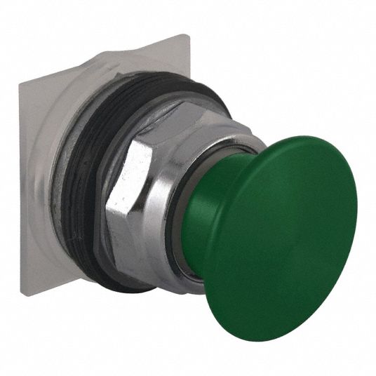 SCHNEIDER ELECTRIC, Green, 30 mm Mounting Size, Mushroom Head Push ...