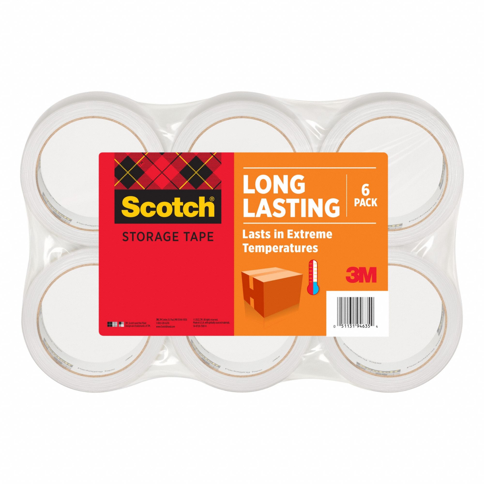 SCOTCH, 2 in x 55 yd, 6, Storage Packaging Tape, PK 6 - 862EY1|3650-6 ...