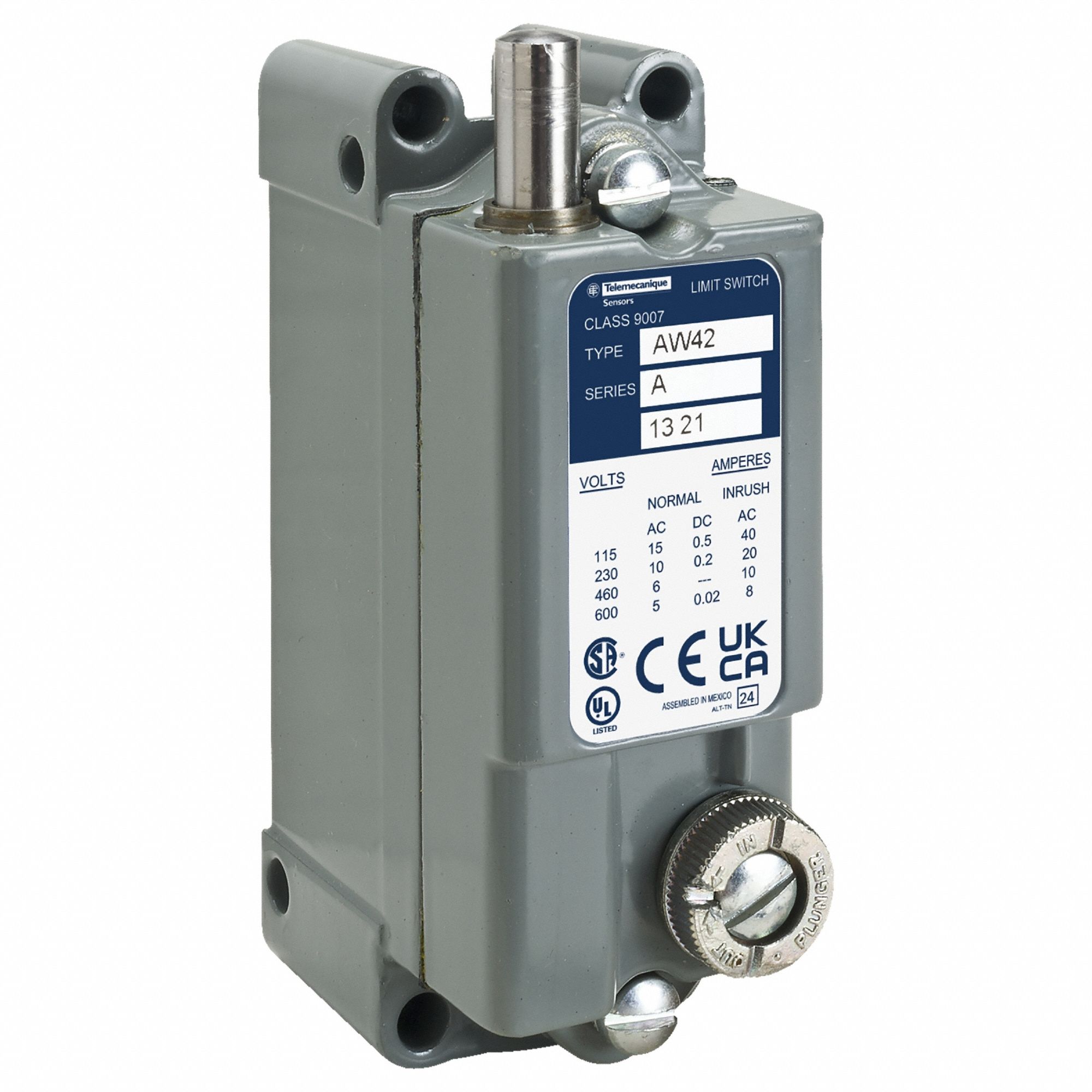 TELEMECANIQUE SENSORS, Push Rod Plunger Actuator, Metallic, Plug-In ...