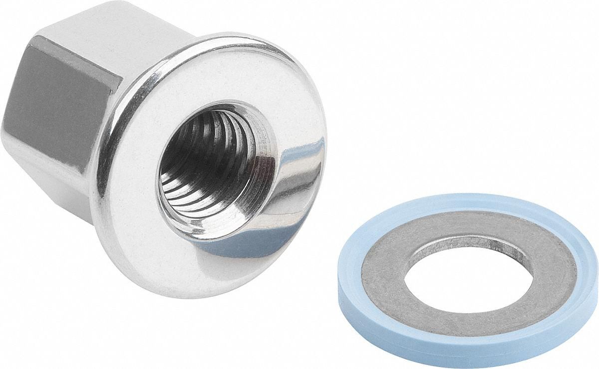 Std Crown, M8 Thread, Hygienic USIT Cap Nut w/Washer - 802KK4|K1594.084 ...