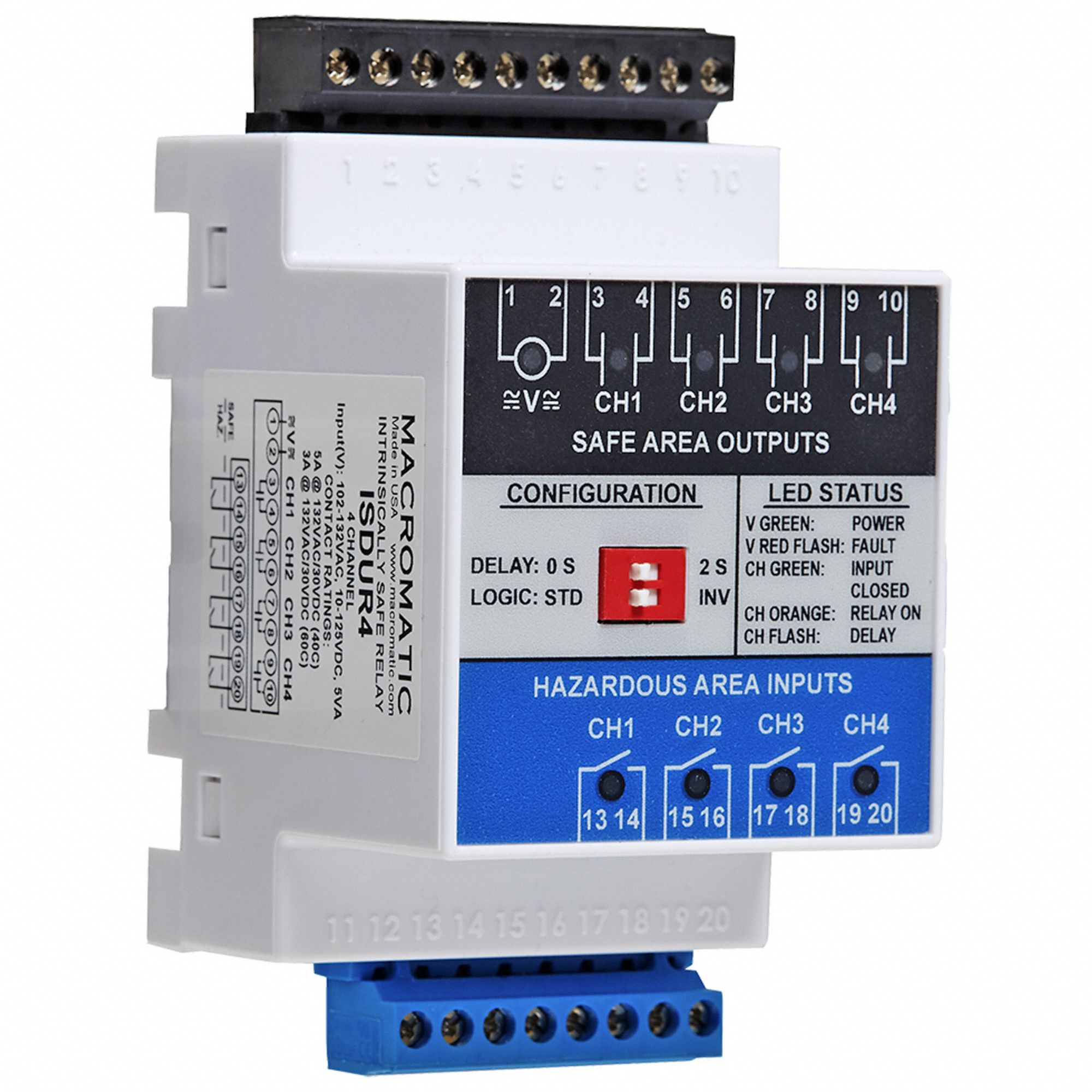 MACROMATIC, DIN-Rail & Surface Mounted, 4 Inputs, General Purpose Relay ...